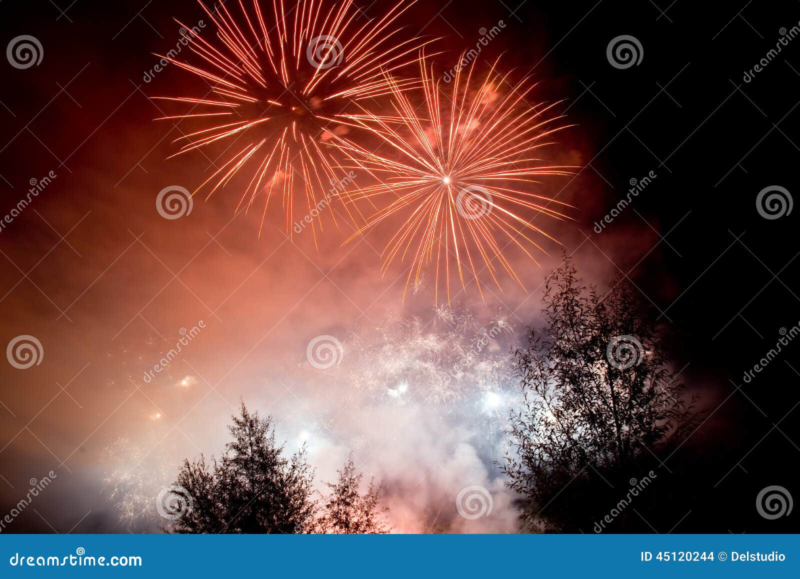 Red Fireworks stock photo. Image of celebrate, party - 45120244