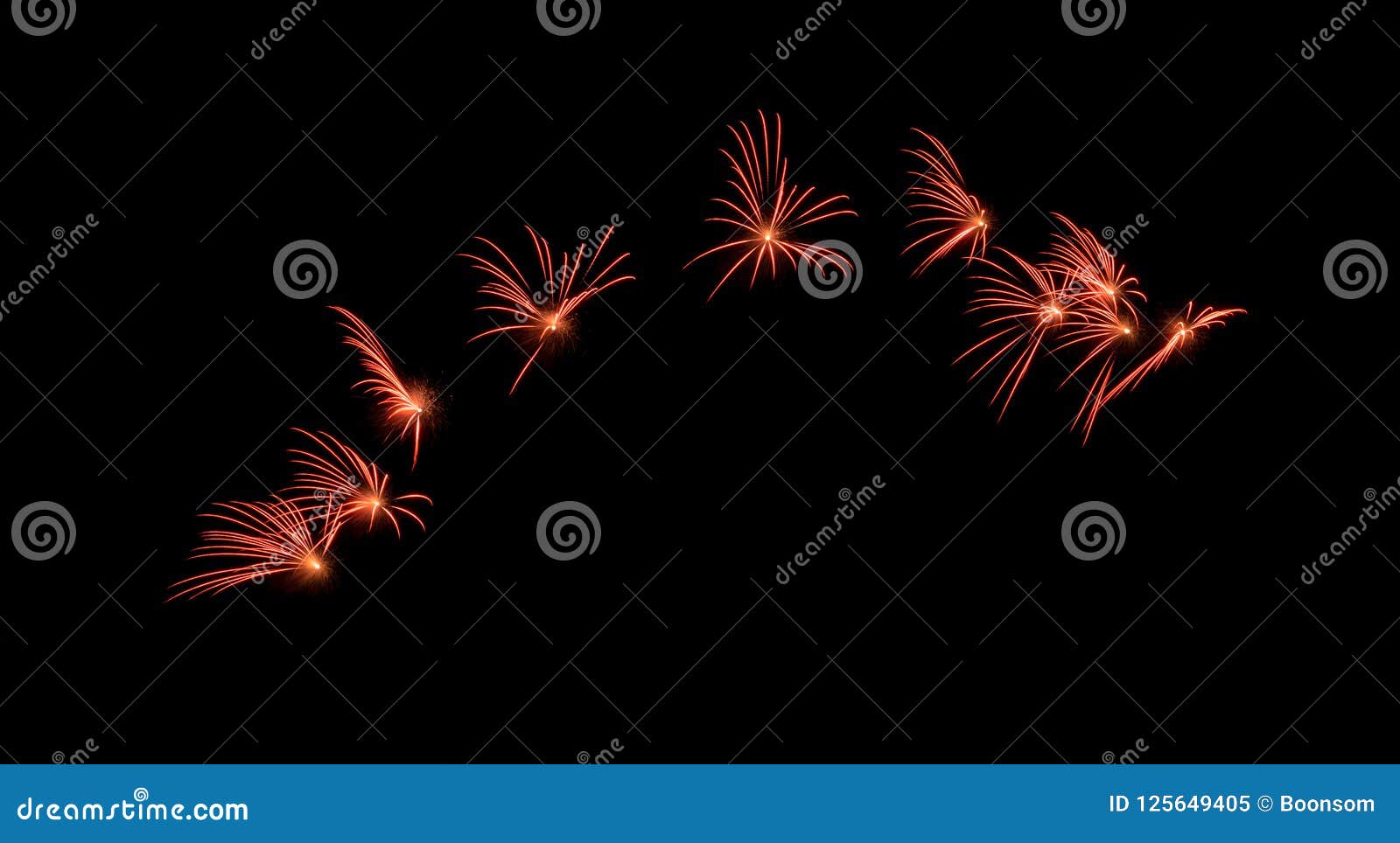 Red Fireworks Explosion on Black Sky Stock Image - Image of celebration ...