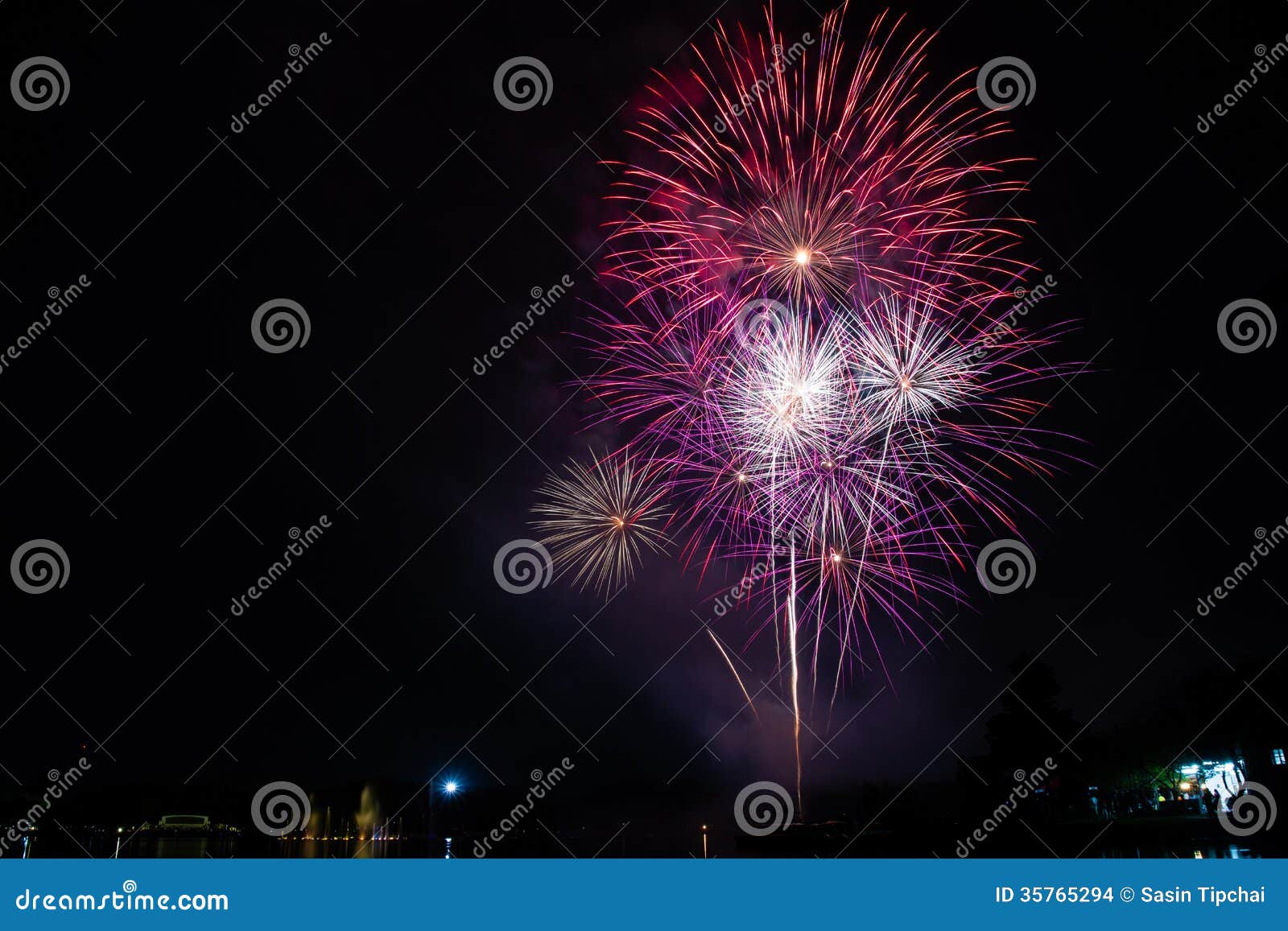 Red Fireworks stock photo. Image of july, golden, festival - 35765294