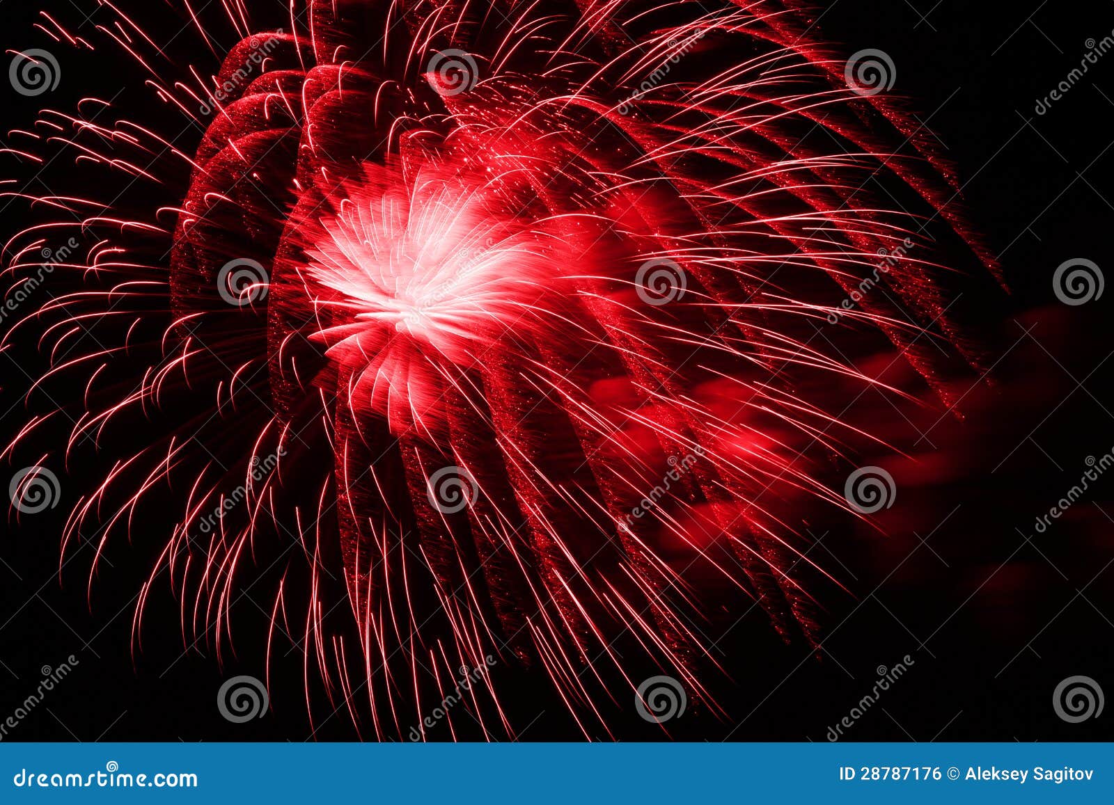 Red Fireworks in the Night Sky Stock Photo - Image of bright, salute ...