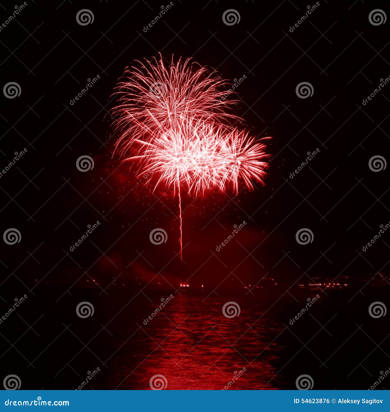 Red fireworks stock photo. Image of july, dark, festive - 54623876