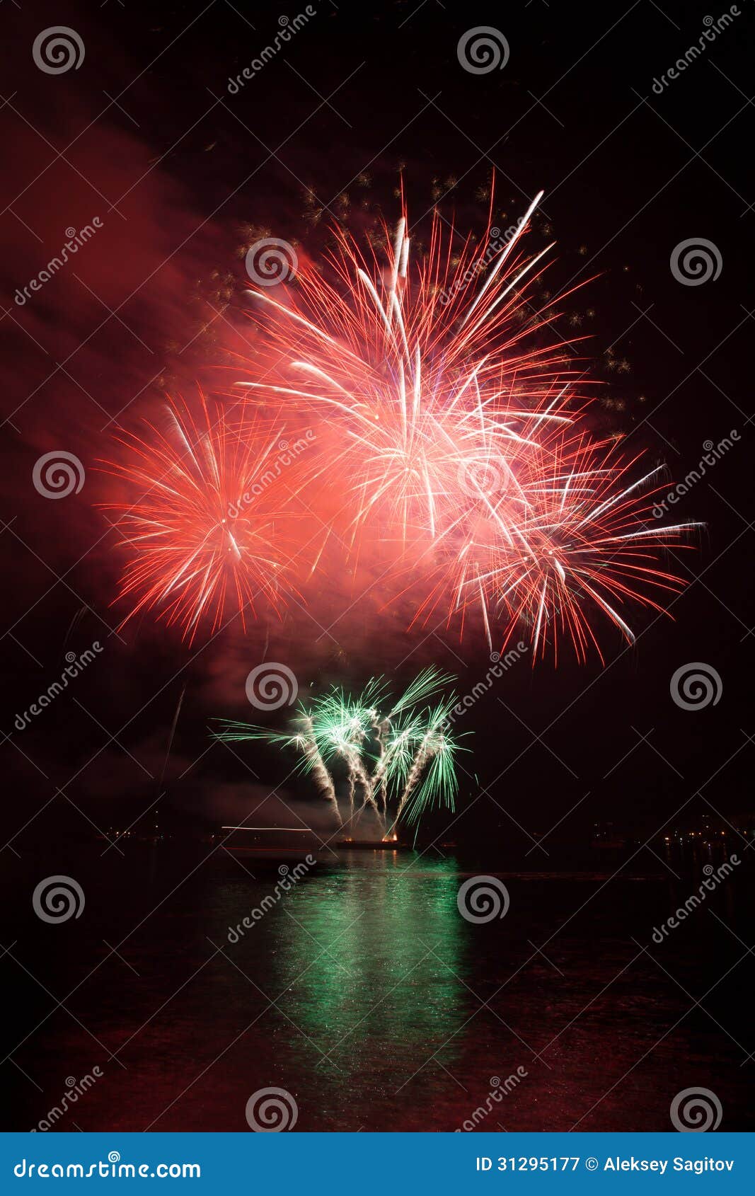Red Fireworks in the Night Sky Stock Image - Image of night, freedom ...