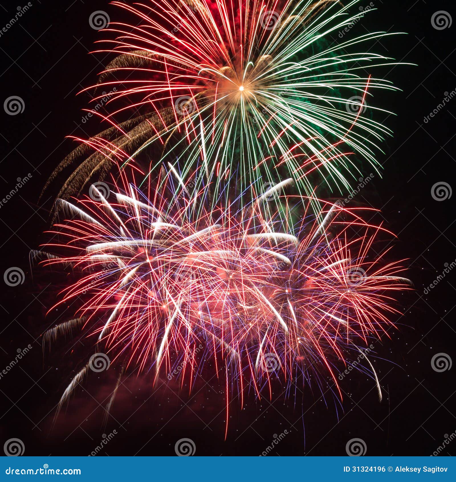 Red Fireworks in the Night Sky Stock Photo - Image of event, show: 31324196