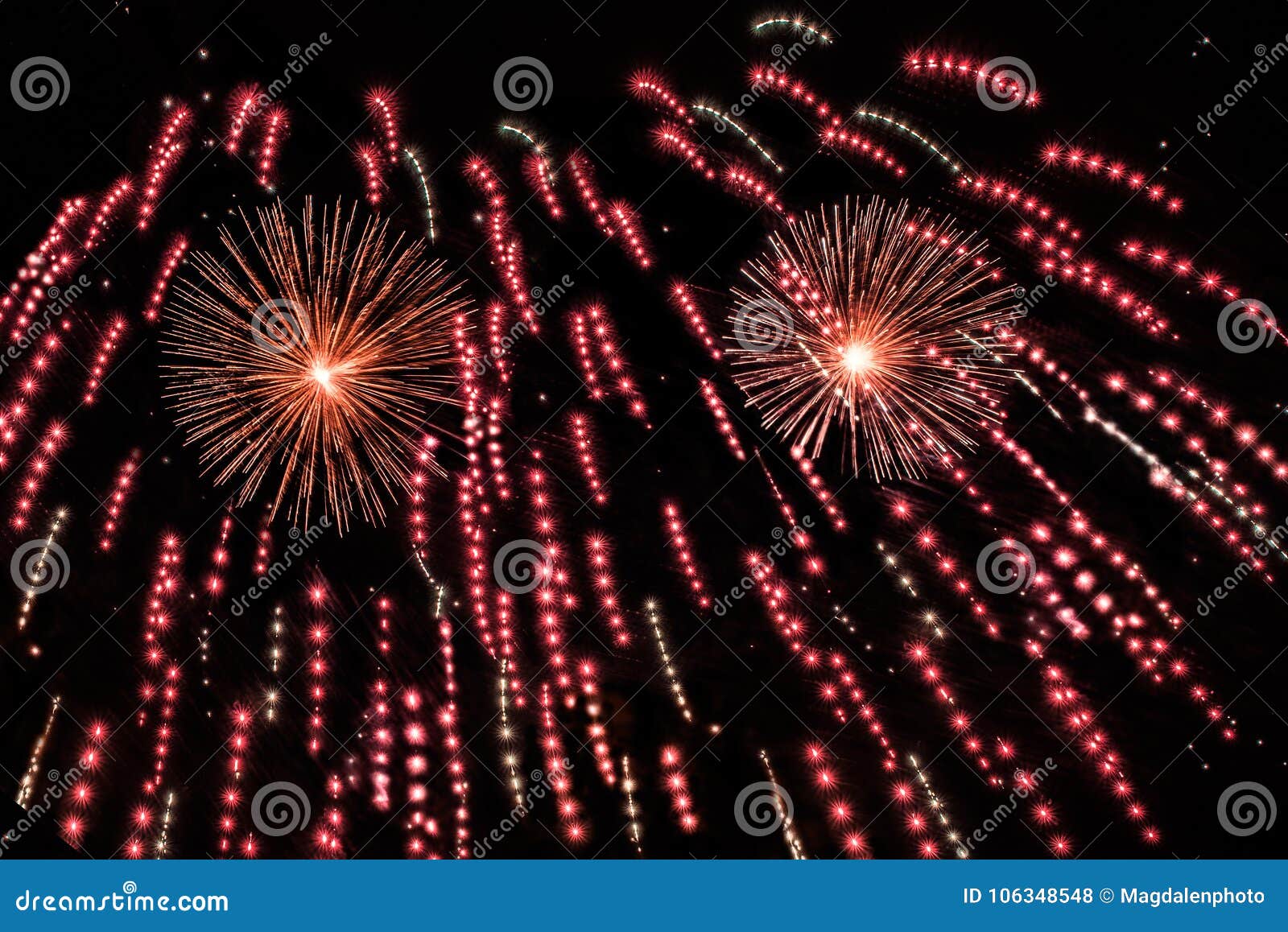 Red fireworks show stock photo. Image of colorful, holiday - 106348548