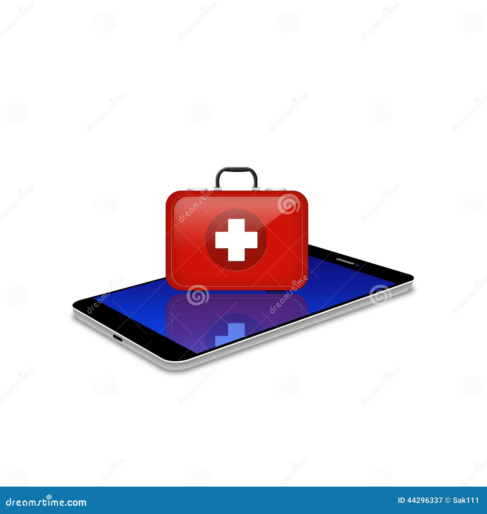 Red First Aid Ki on Smartphone,cell Phone Illustration Stock ...