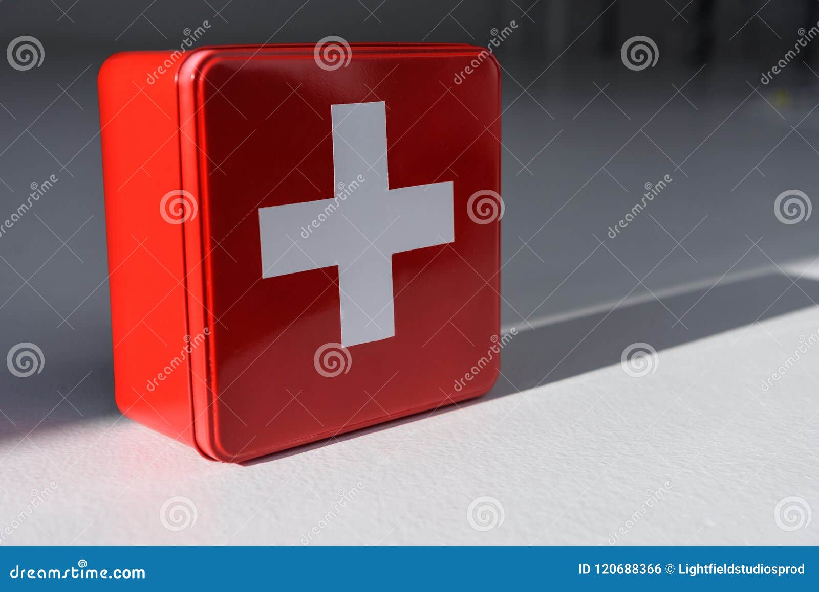 Red First Aid Kit Box with Cross, Stock Illustration - Illustration of ...