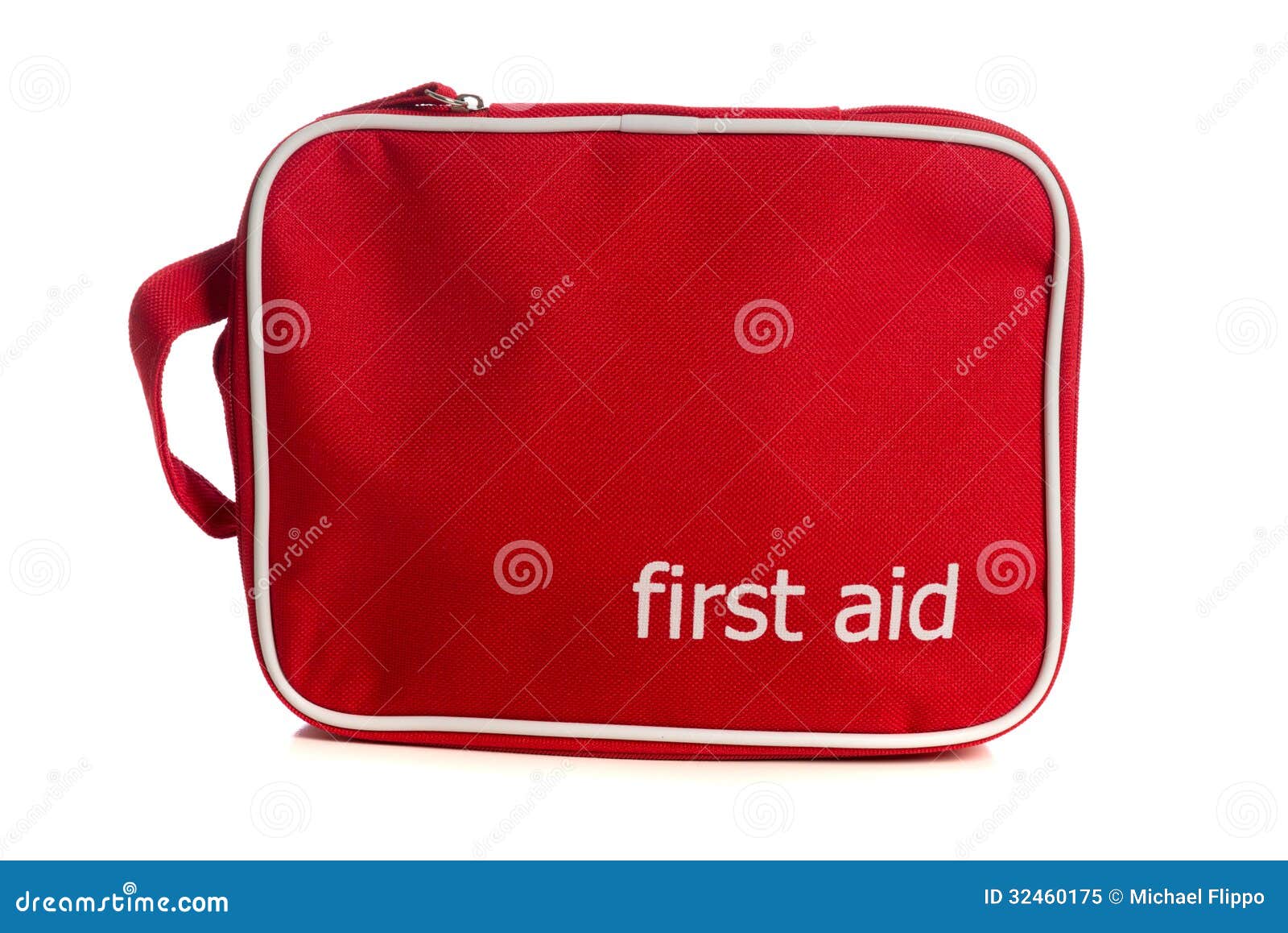 Red first aid kit on white stock image. Image of emergency - 32460175