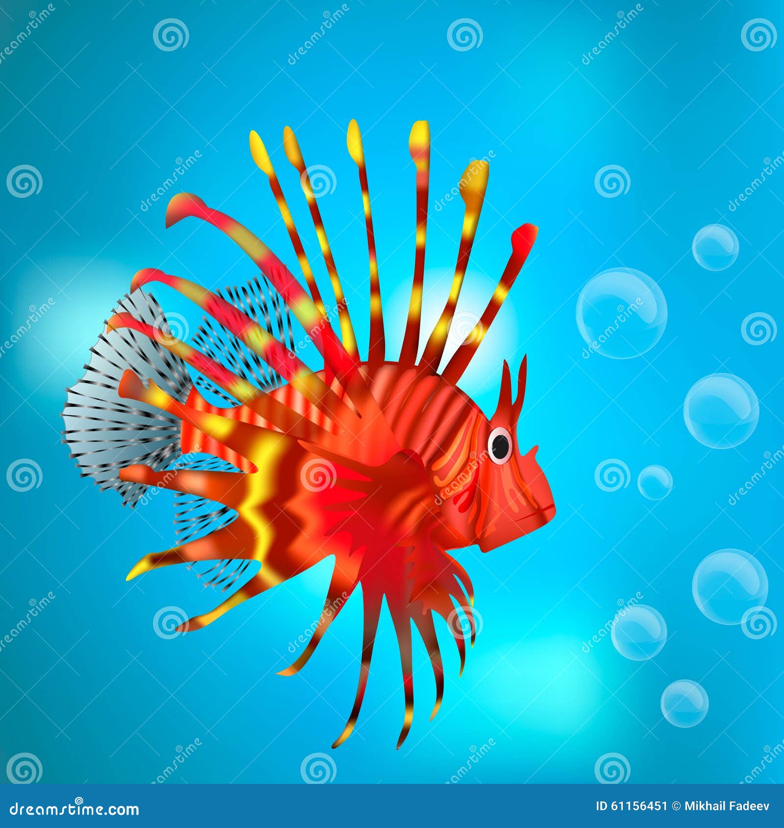 Red fish among the bubbles stock vector. Illustration of cartoons ...