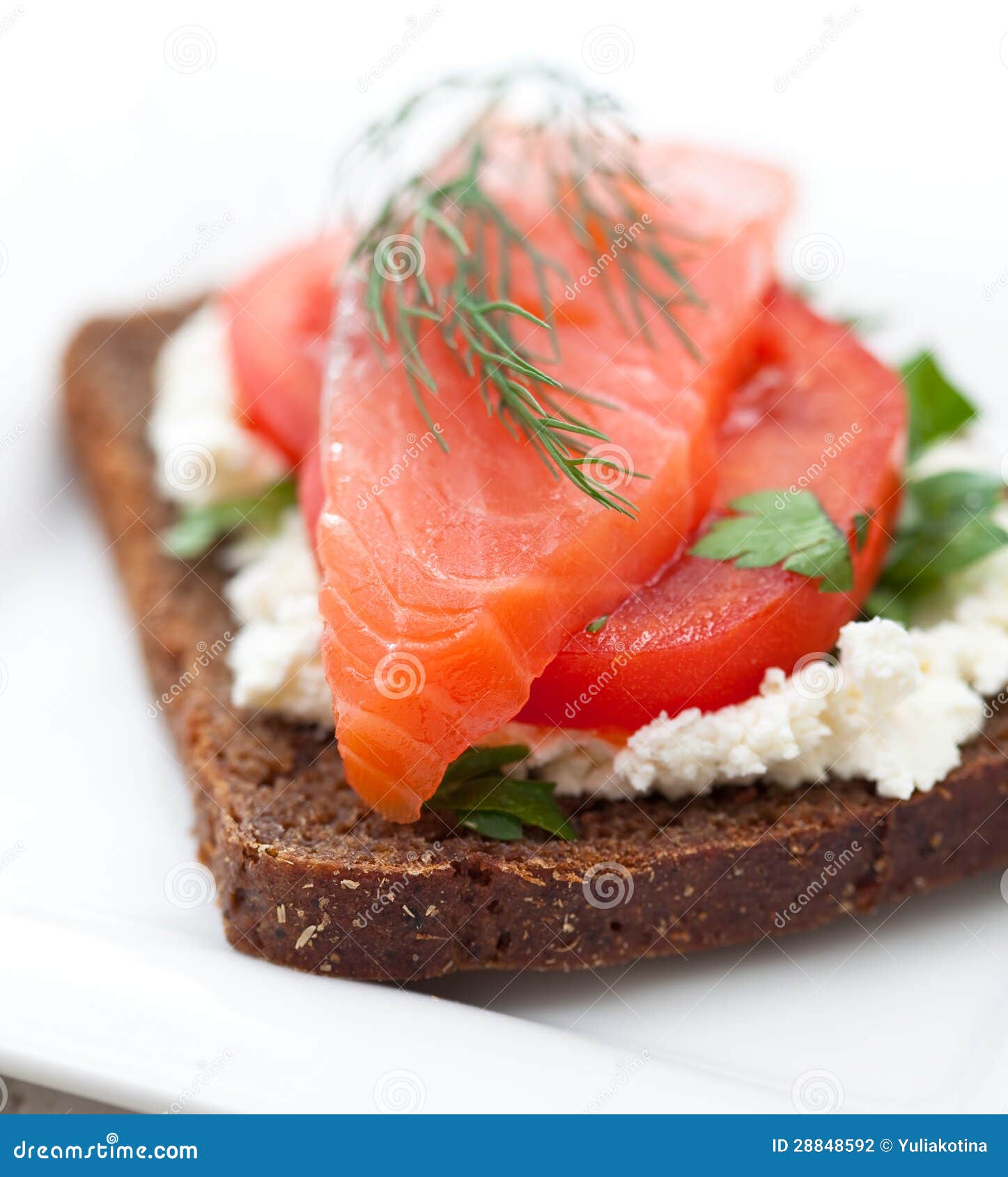 Red Fish Canape with Cream Cheese and Tomato Stock Photo - Image of ...