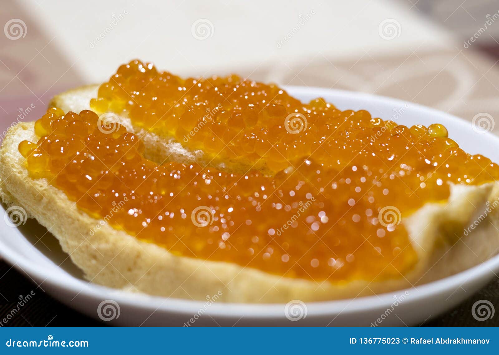 Red Fish Caviar on Bread. Enjoy Your Meal Stock Image - Image of ...