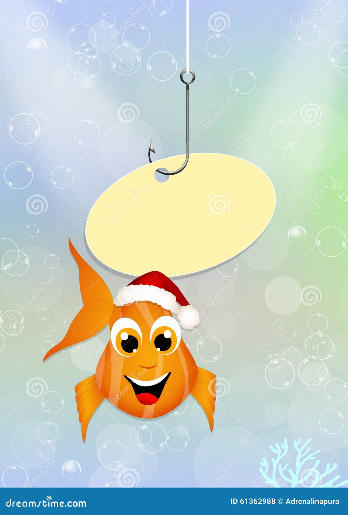 Red Fish with Christmas Hat Stock Illustration - Illustration of water ...
