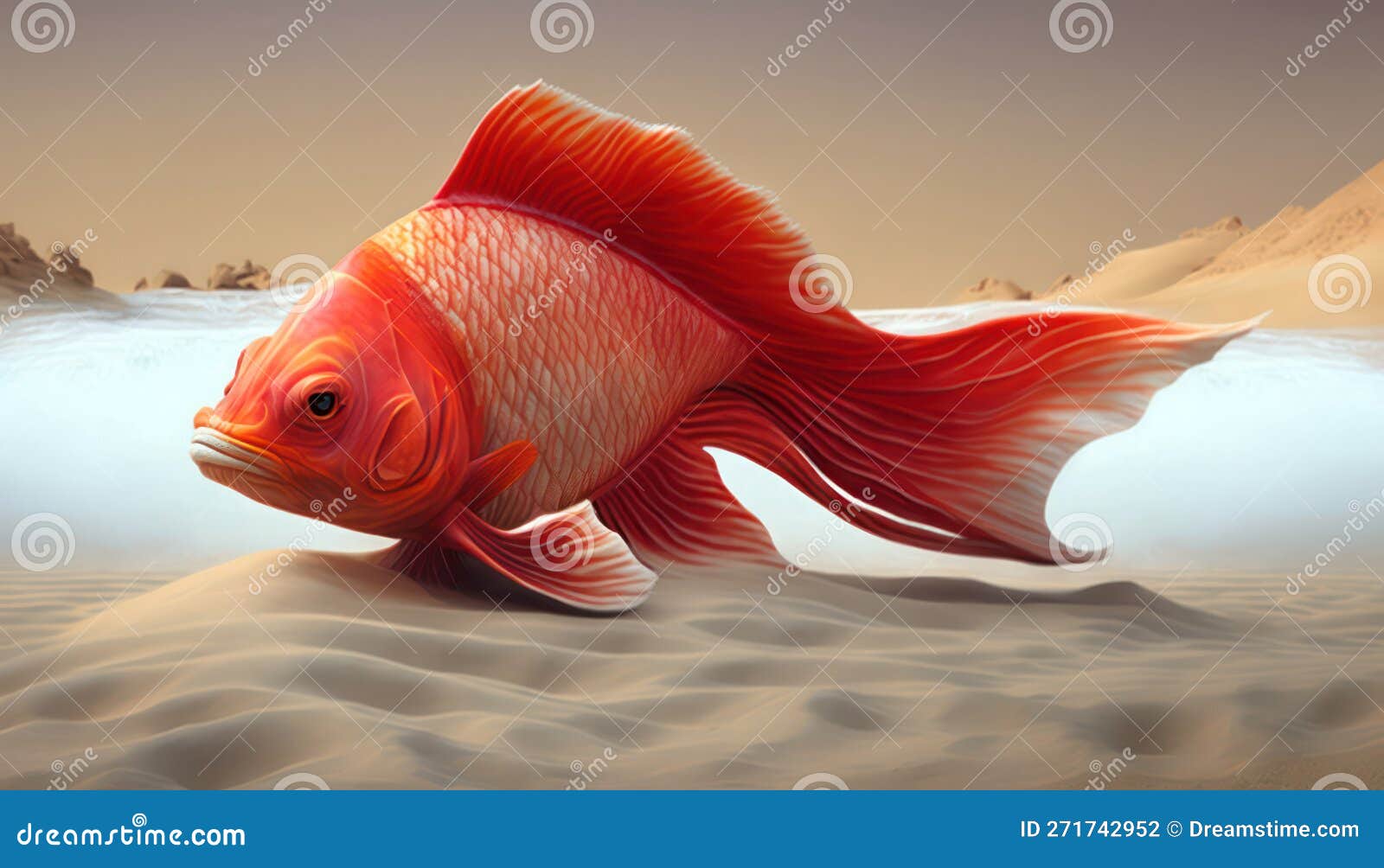 Red Fish in the Desert Sands. Unreal Plot Stock Illustration ...