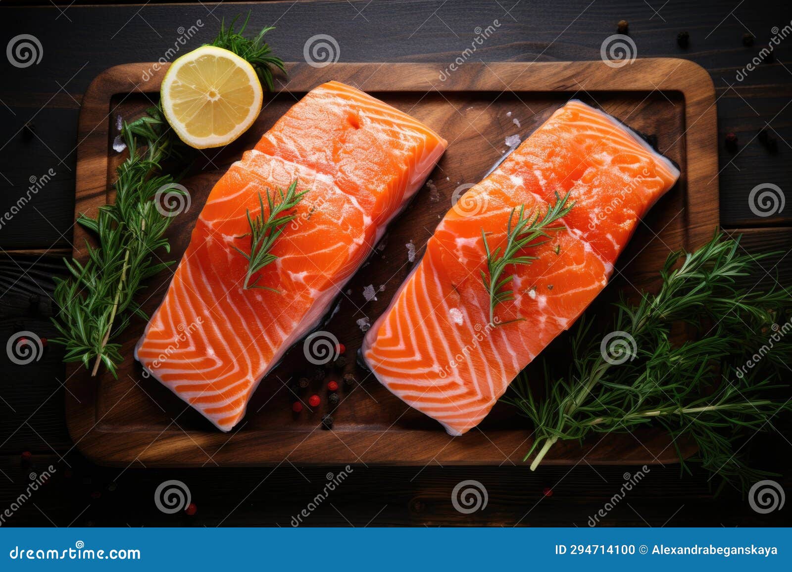 Red Fish Fillet with Rosemary Stock Illustration - Illustration of ...