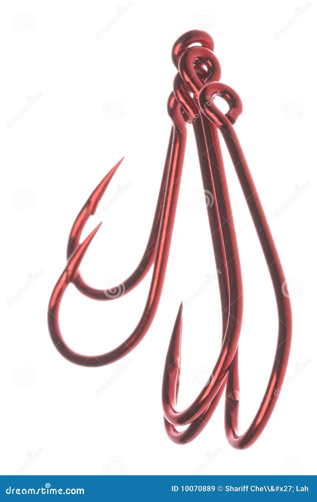Red Fish Hooks Macro Isolated Stock Image - Image of trap, closeup ...