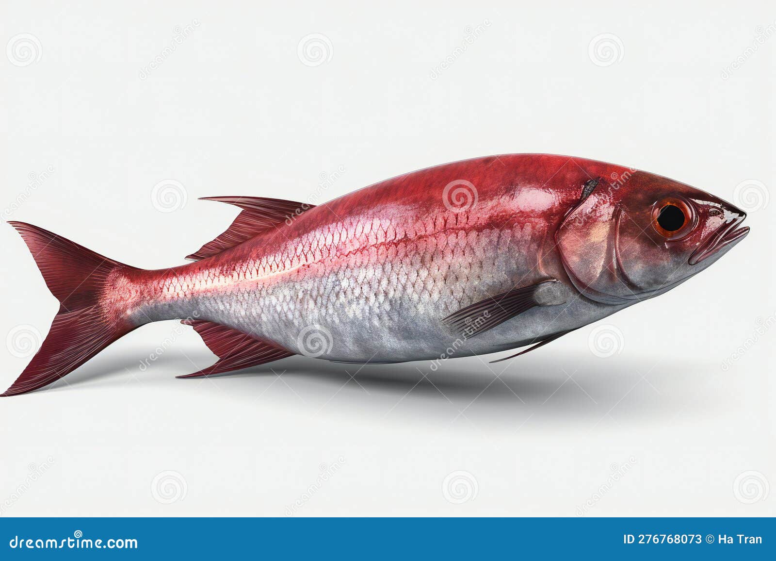 A Red Fish Isolated on White Background with Shadow Stock Illustration ...