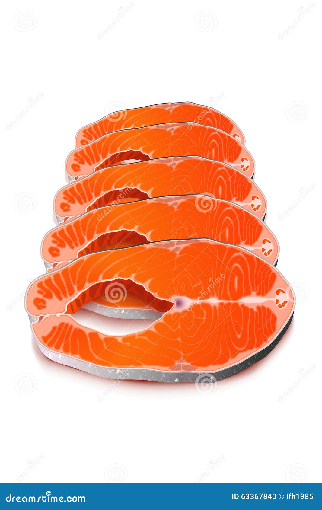 Red fish slice stock vector. Illustration of dinner, cook - 63367840