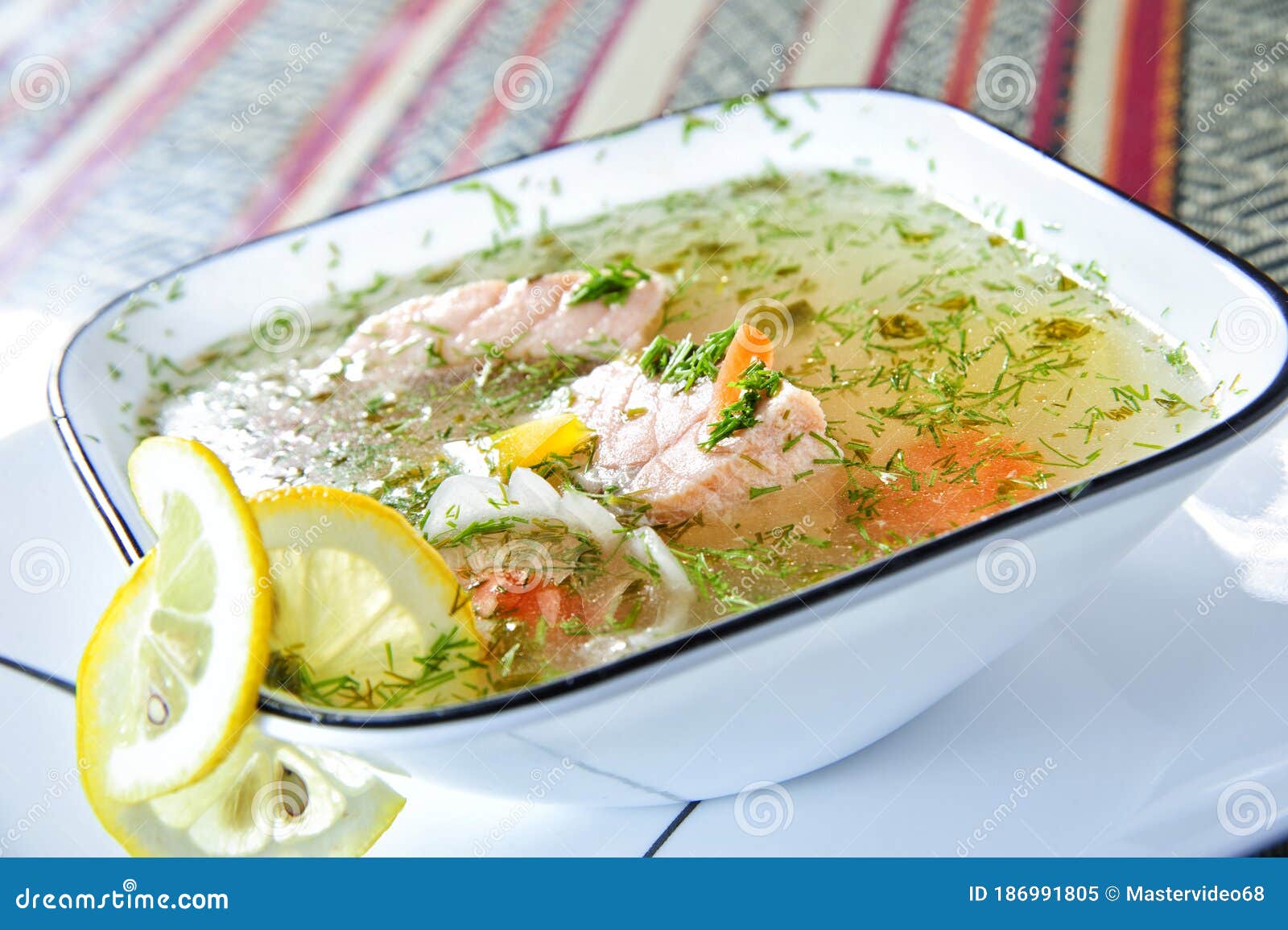 Red Fish Soup. Red Fish Soup with Spices and Lemon Stock Image - Image ...
