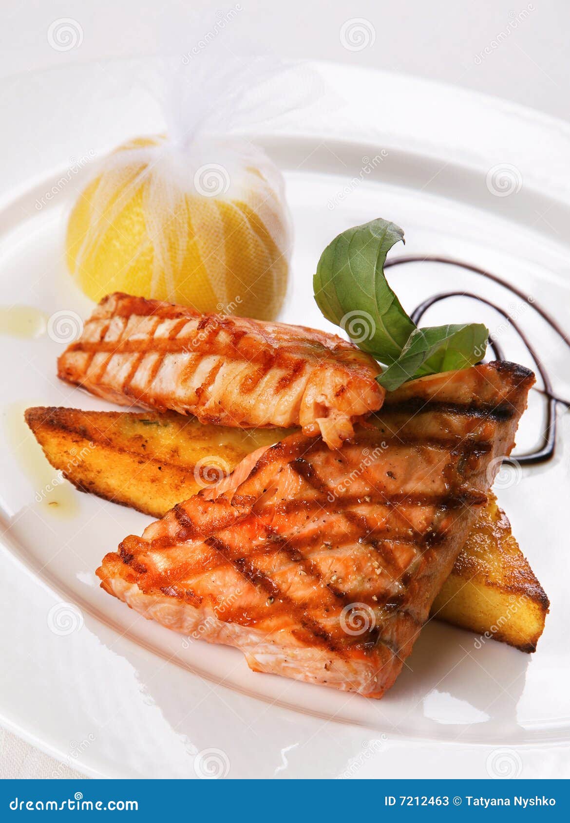 Red fish steak stock image. Image of dinner, plate, closeup - 7212463