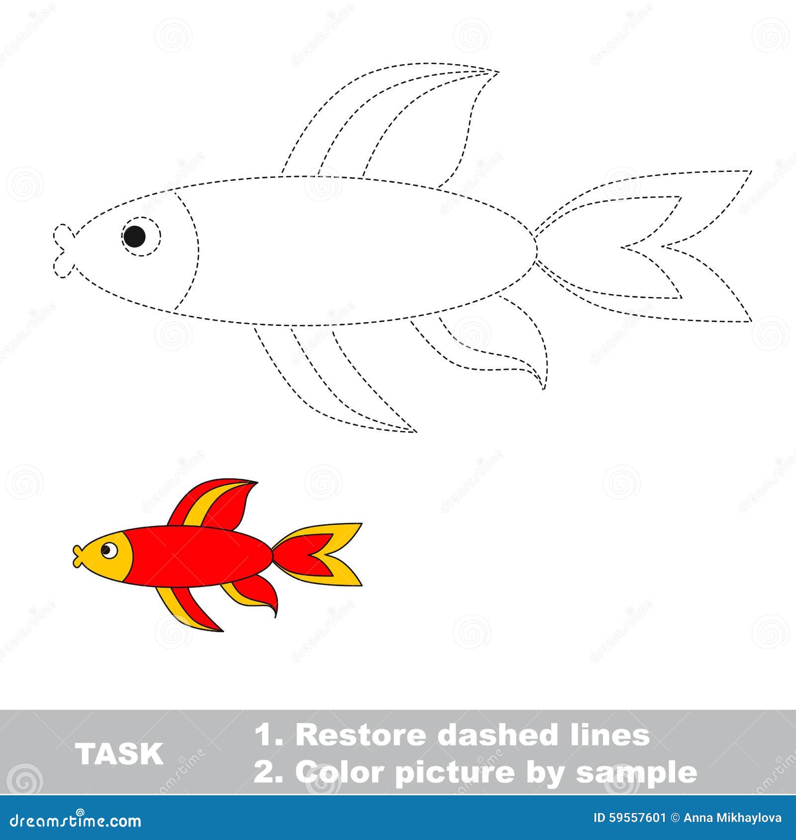 Red fish to be traced stock vector. Illustration of school - 59557601