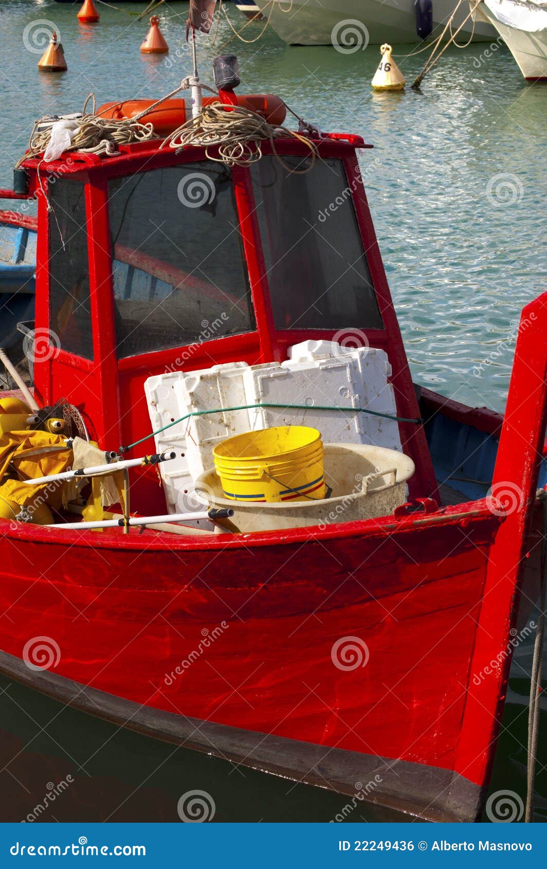 Red fishing boat stock photo. Image of marine, dock, buoy - 22249436