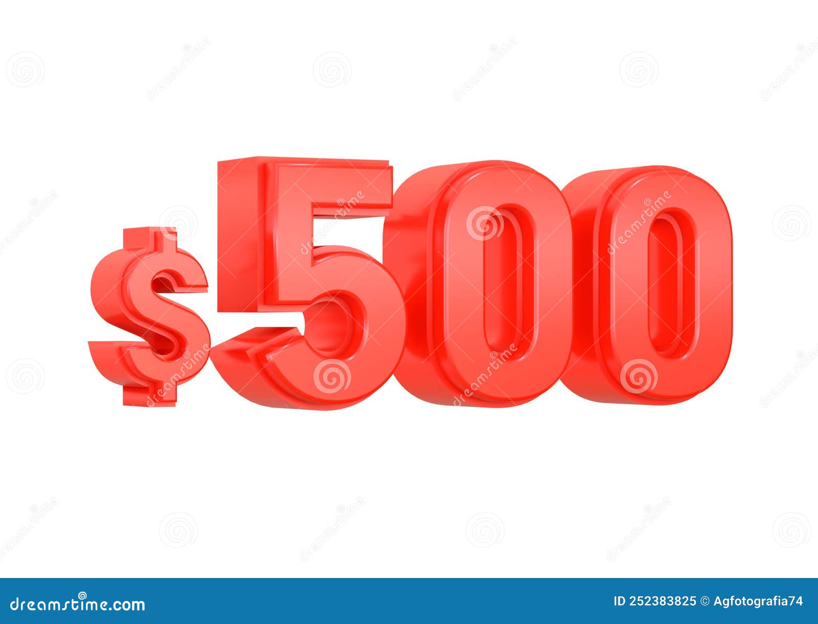 Red 500 Five Hundred Dollars Price Symbol Isolated on White Background ...