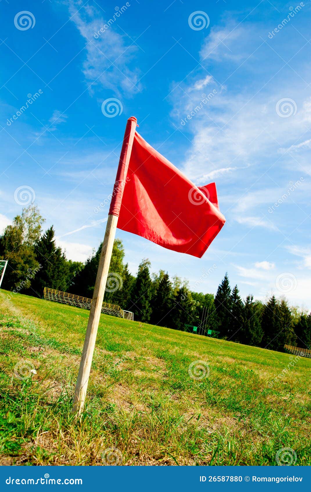 Red flag stock photo. Image of summer, green, landscape - 26587880