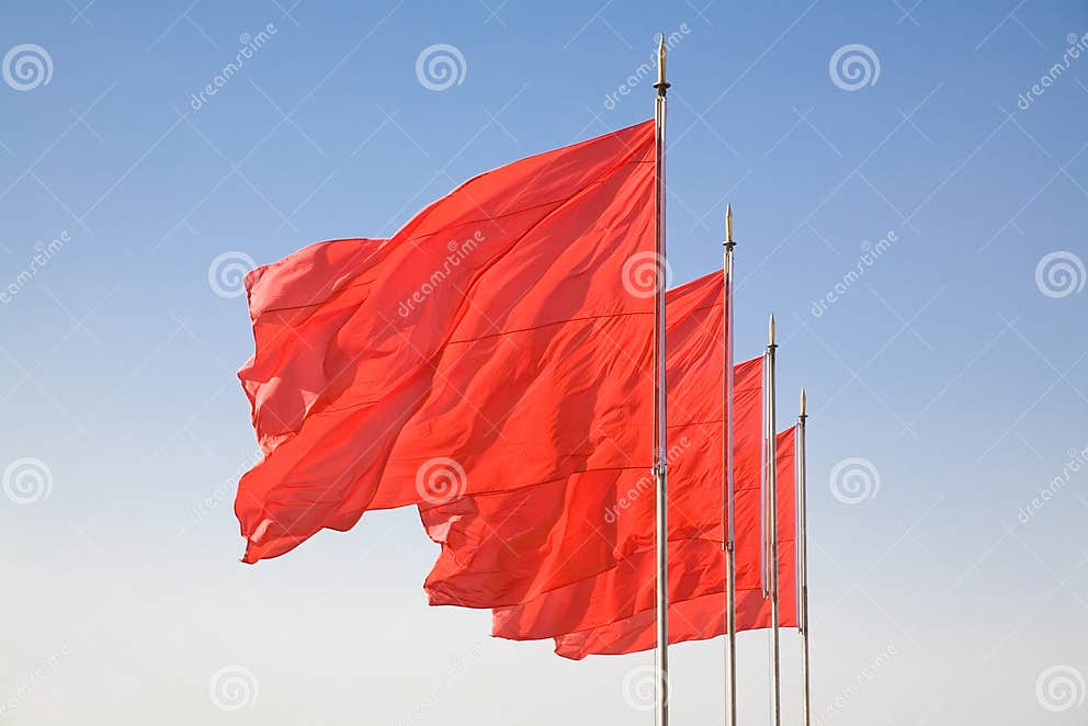 Red flag stock image. Image of beijing, curve, asia, wind - 3944569