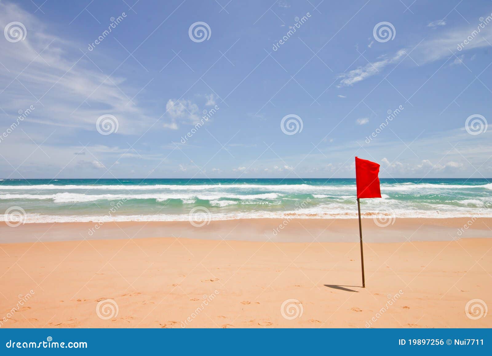 Red flag at the beach stock photo. Image of ocean, bliss - 19897256