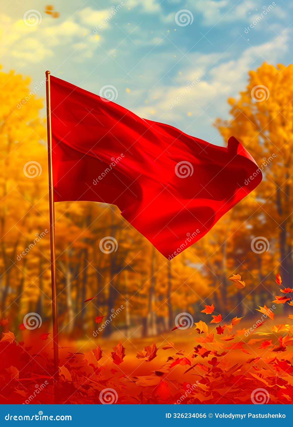 A Red Flag Blowing in the Wind Stock Photo - Image of wind, cloud ...