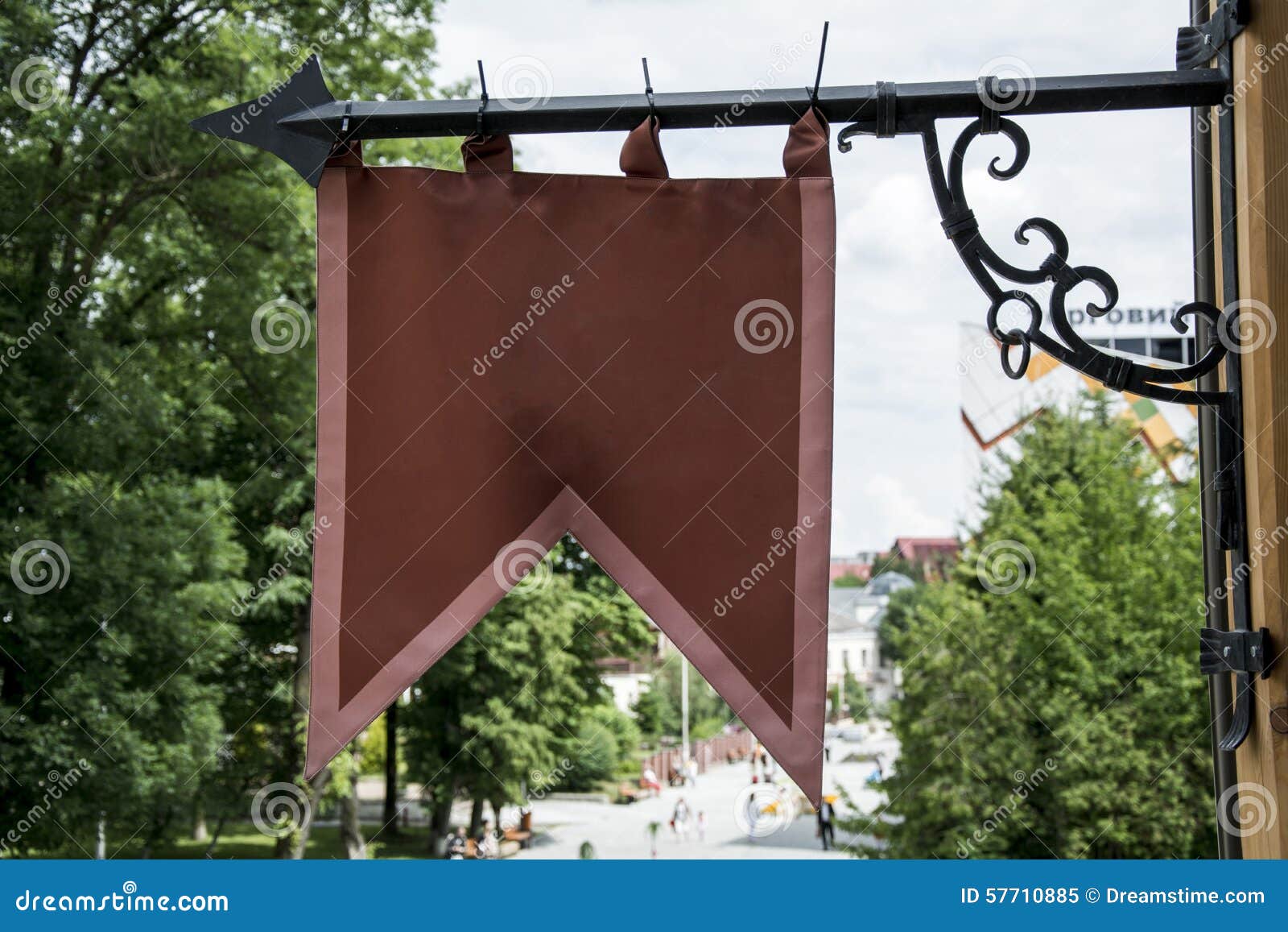 Red flag in the city stock image. Image of colour, clouds - 57710885