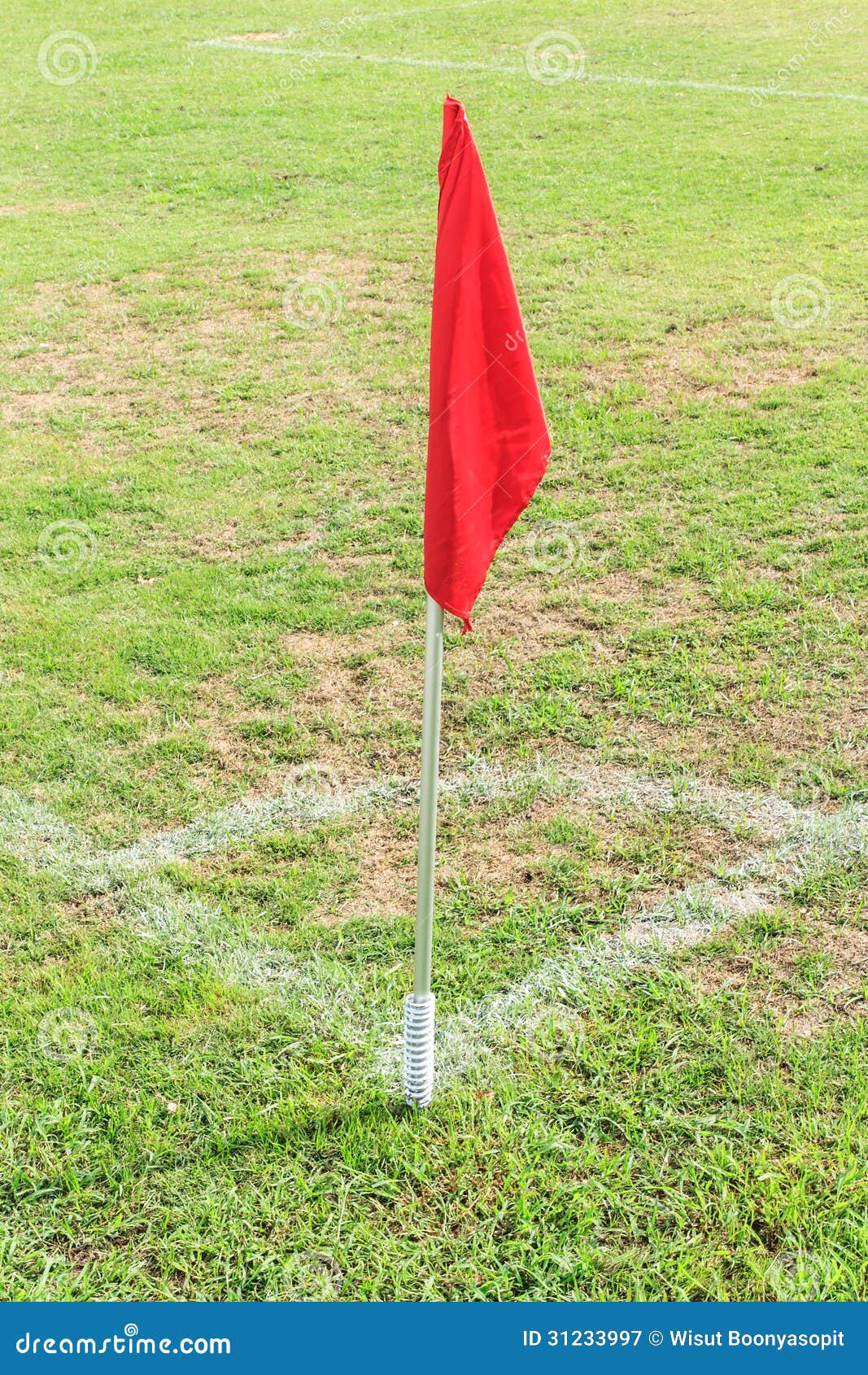 Red Flag in Corner of Soccer Field Stock Image - Image of goalie ...