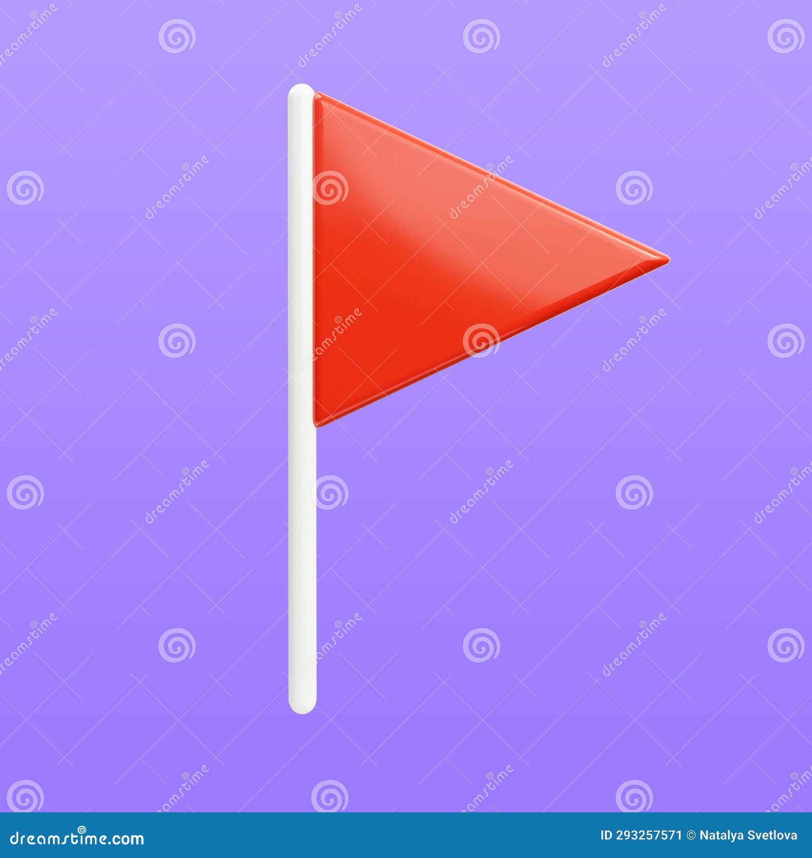 Red Flag 3D Icon. Warning Sign 3D Rendering. Stock Illustration ...