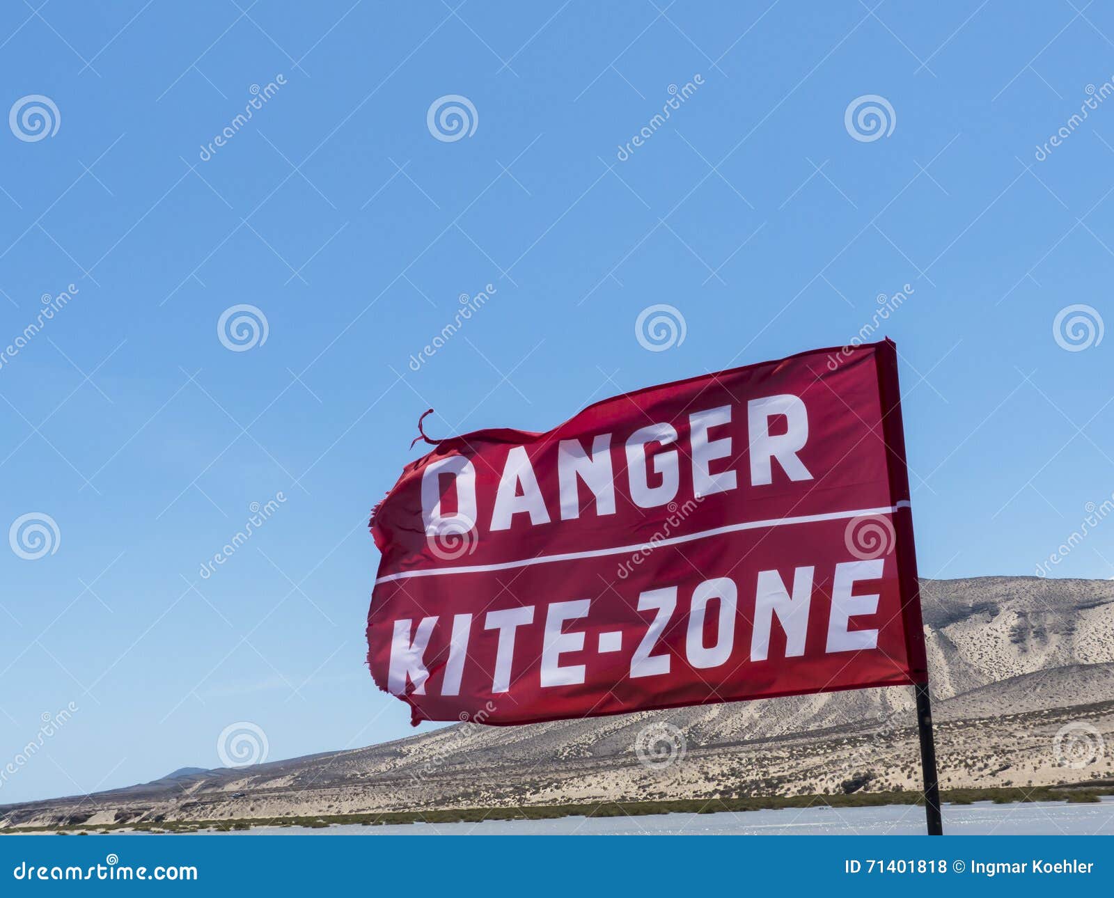 Red Flag Danger Kite Surfer Zone. Stock Photo - Image of holidays, zone ...