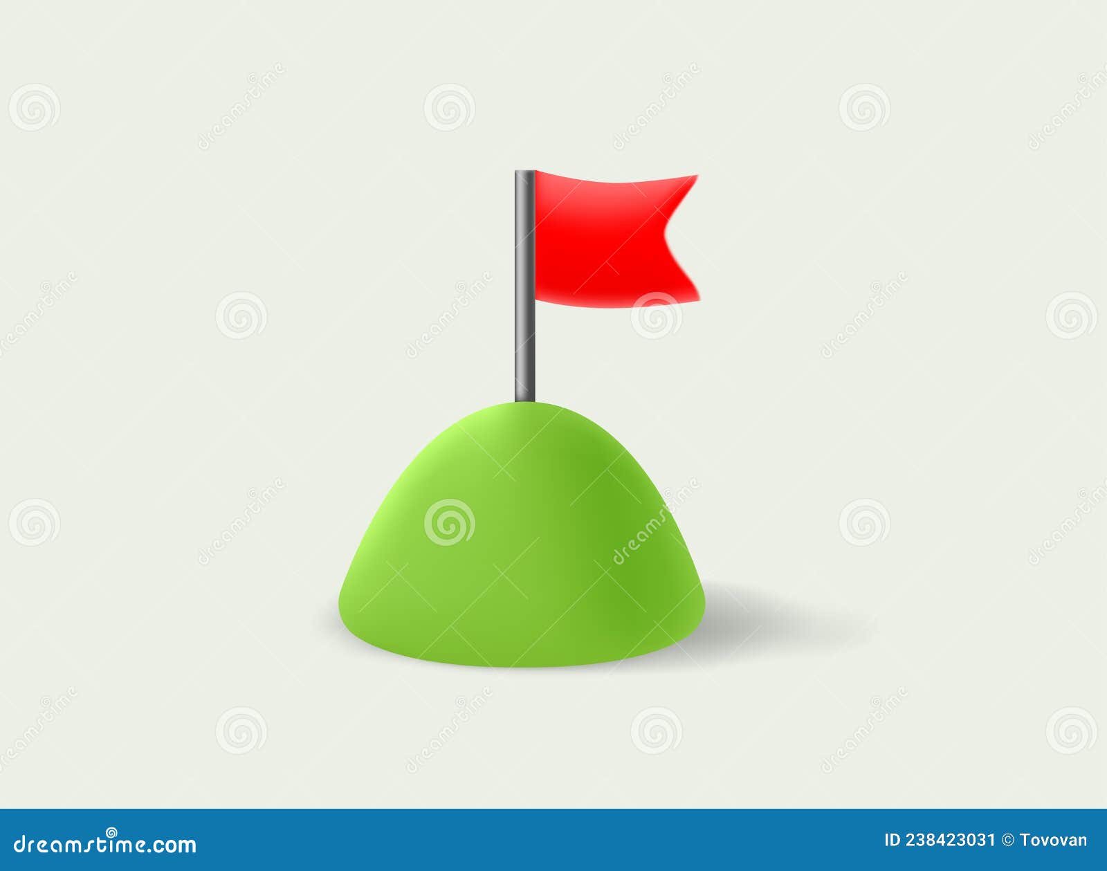 Red Flag on a Hill. Achievement Concept. 3d Vector Illustration Stock ...