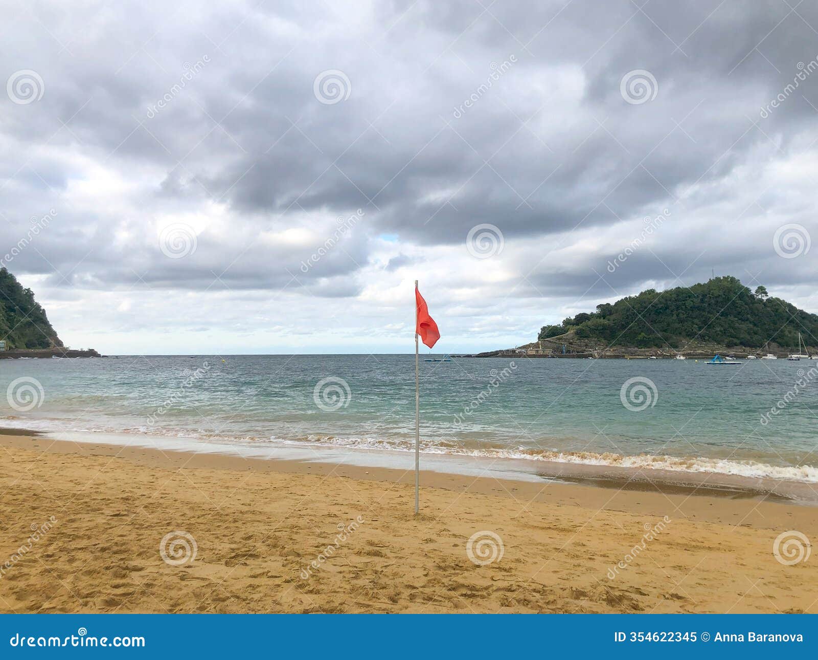 Red Flag - Lifeguard Sign on the Beach Stock Image - Image of coast ...