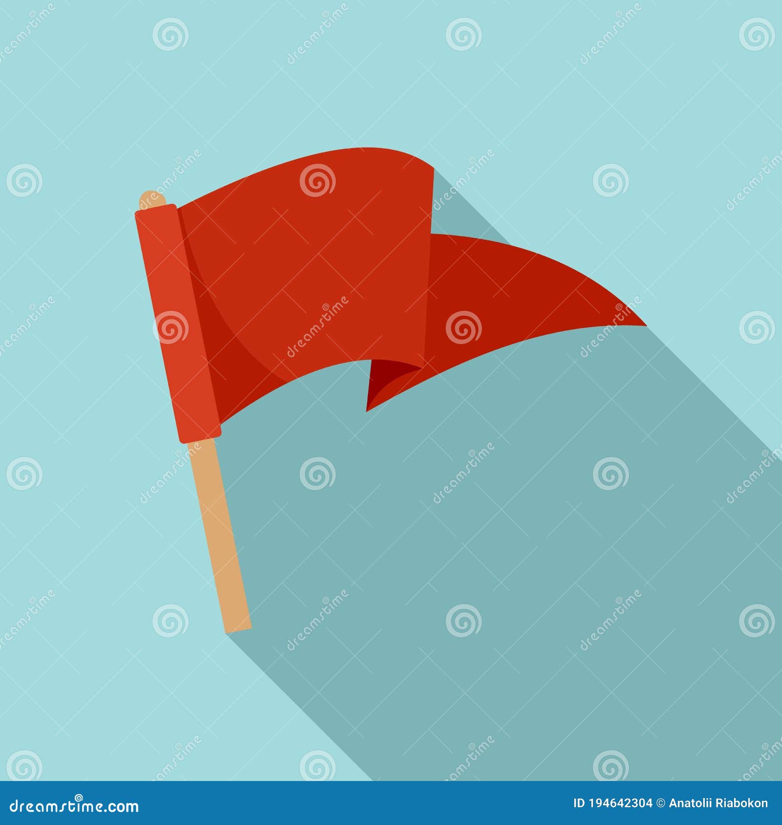 Red Flag Mission Icon, Flat Style Stock Vector - Illustration of nature ...