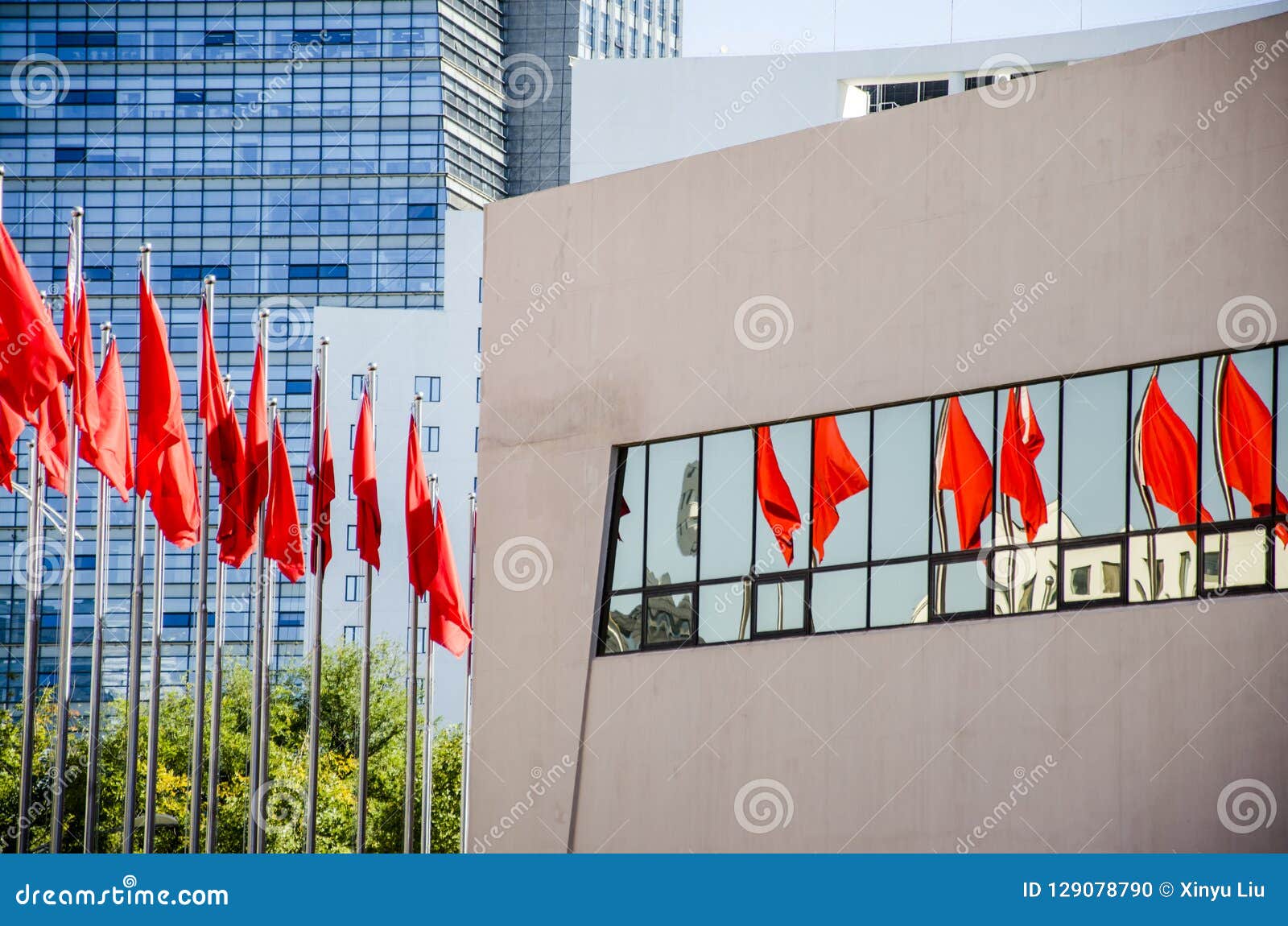 Red Flag and Modern Architecture Stock Photo - Image of hotel, blow ...