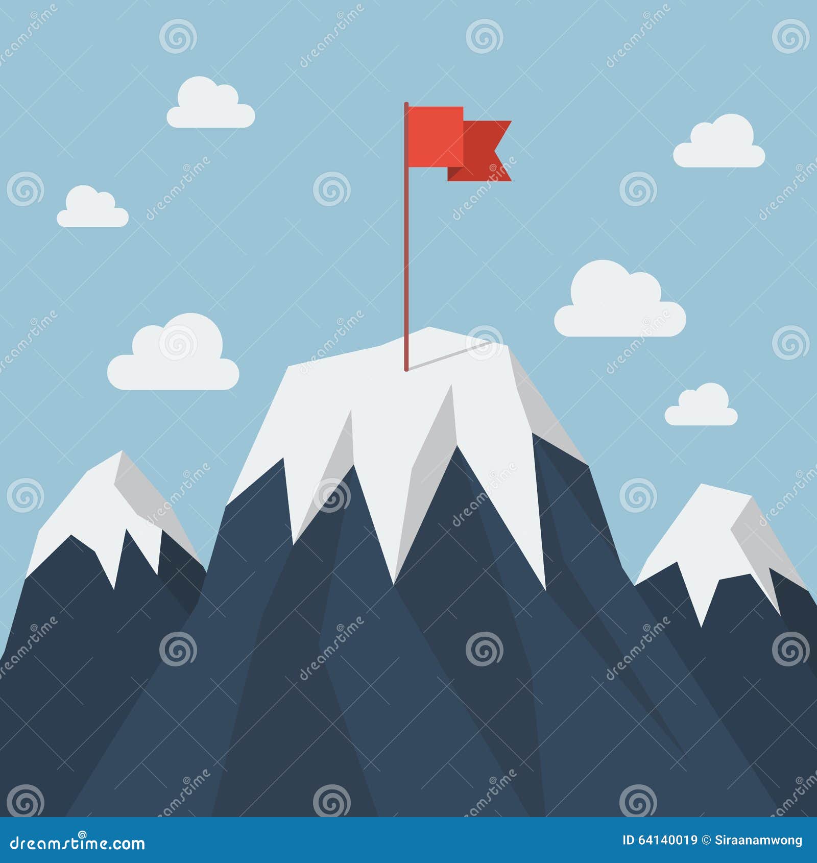 Red Flag on a Mountain Peak Stock Vector - Illustration of high ...