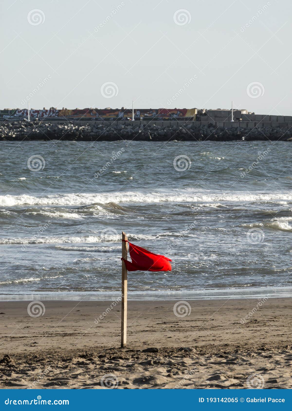 Red flag on the ocean stock image. Image of unique, objects - 193142065