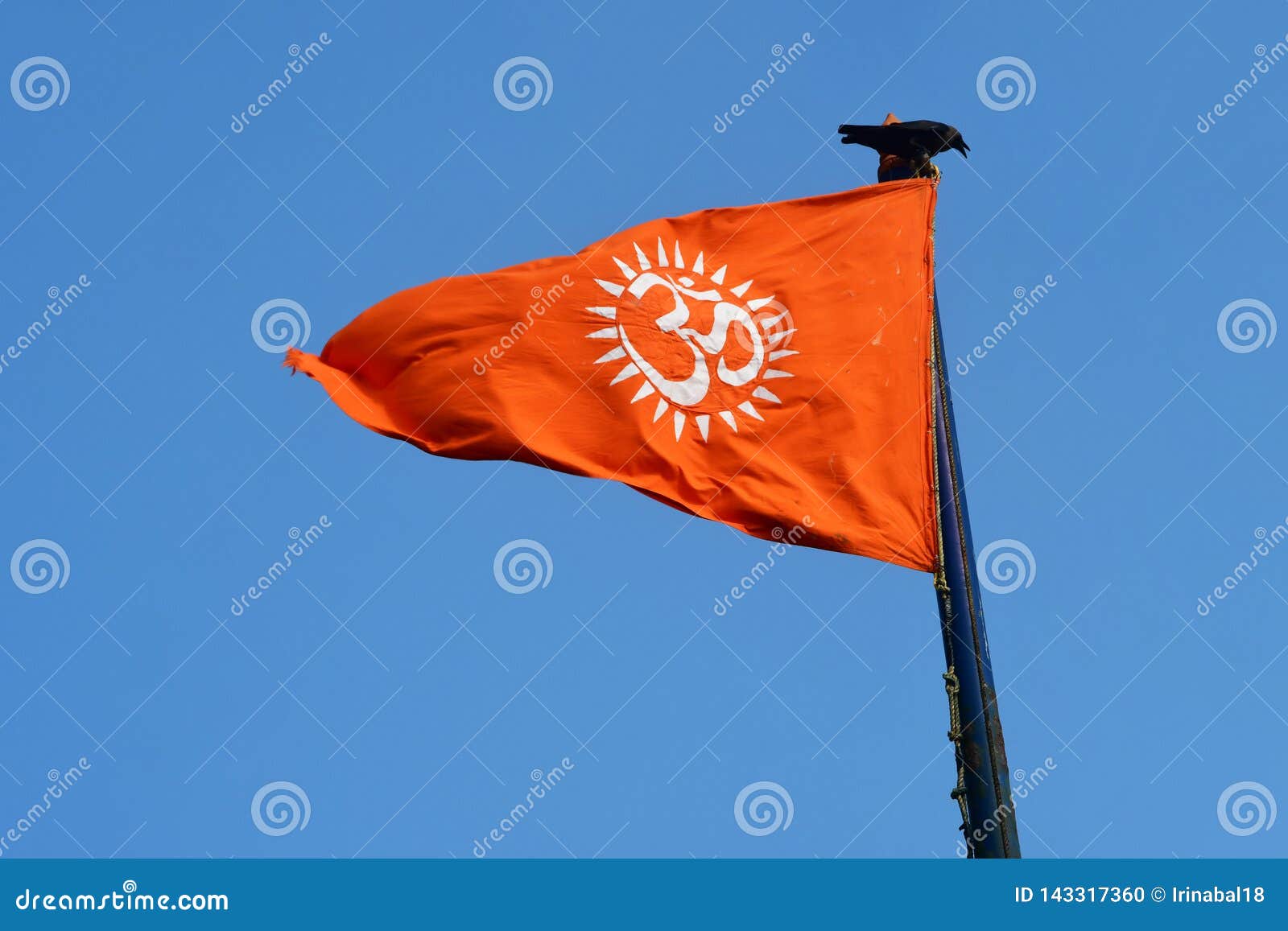 Red flag with Ohm sign stock photo. Image of pictographic - 143317360