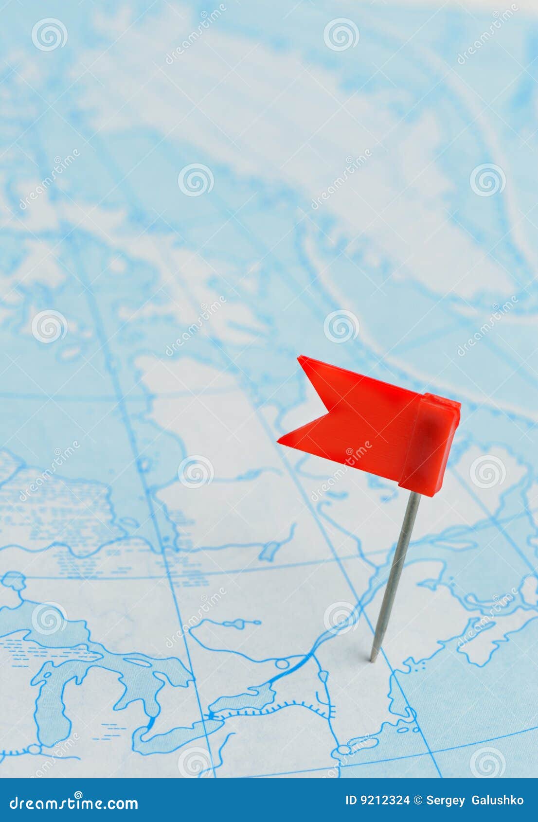 Red flag a pin on blue map stock photo. Image of roadmap - 9212324