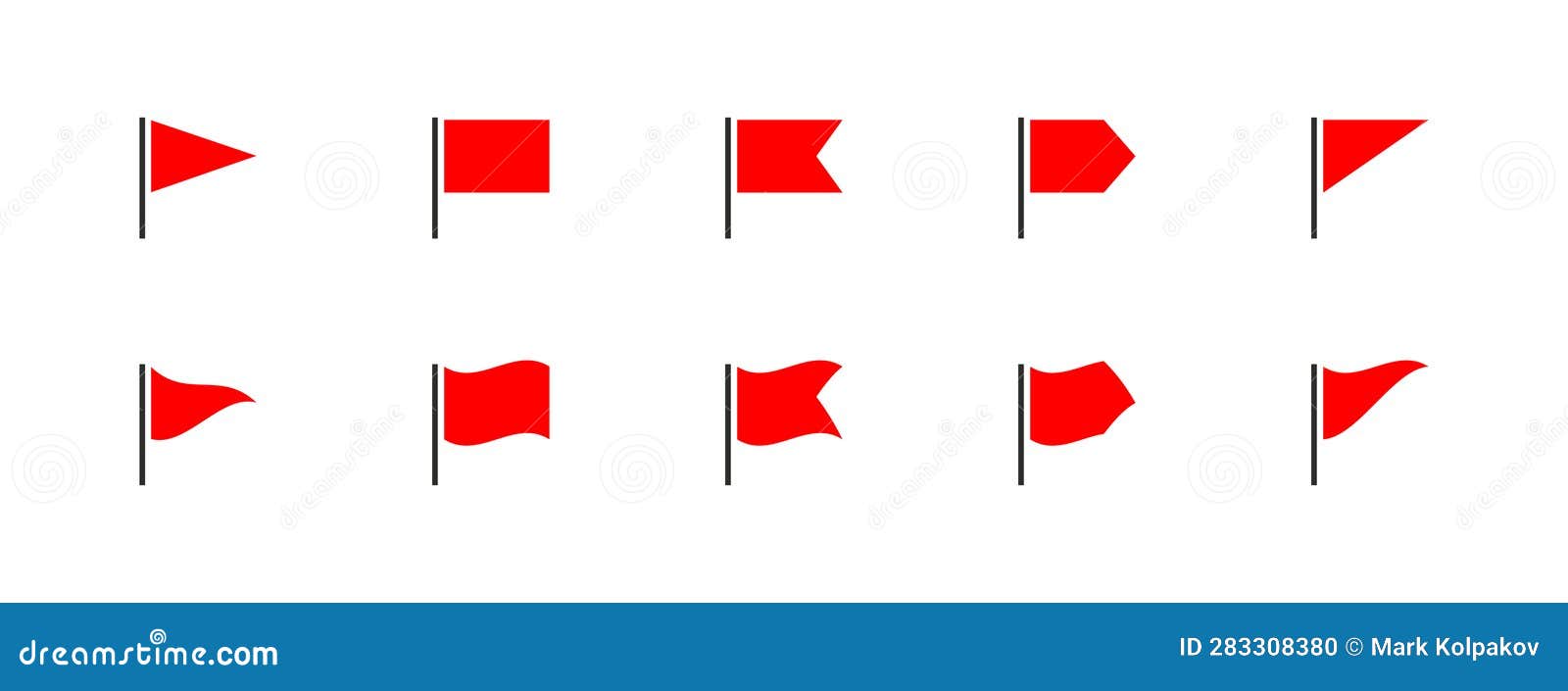 Red Flag Set Icon. Isolated Concept of Pointer, Tag and Important Sign ...