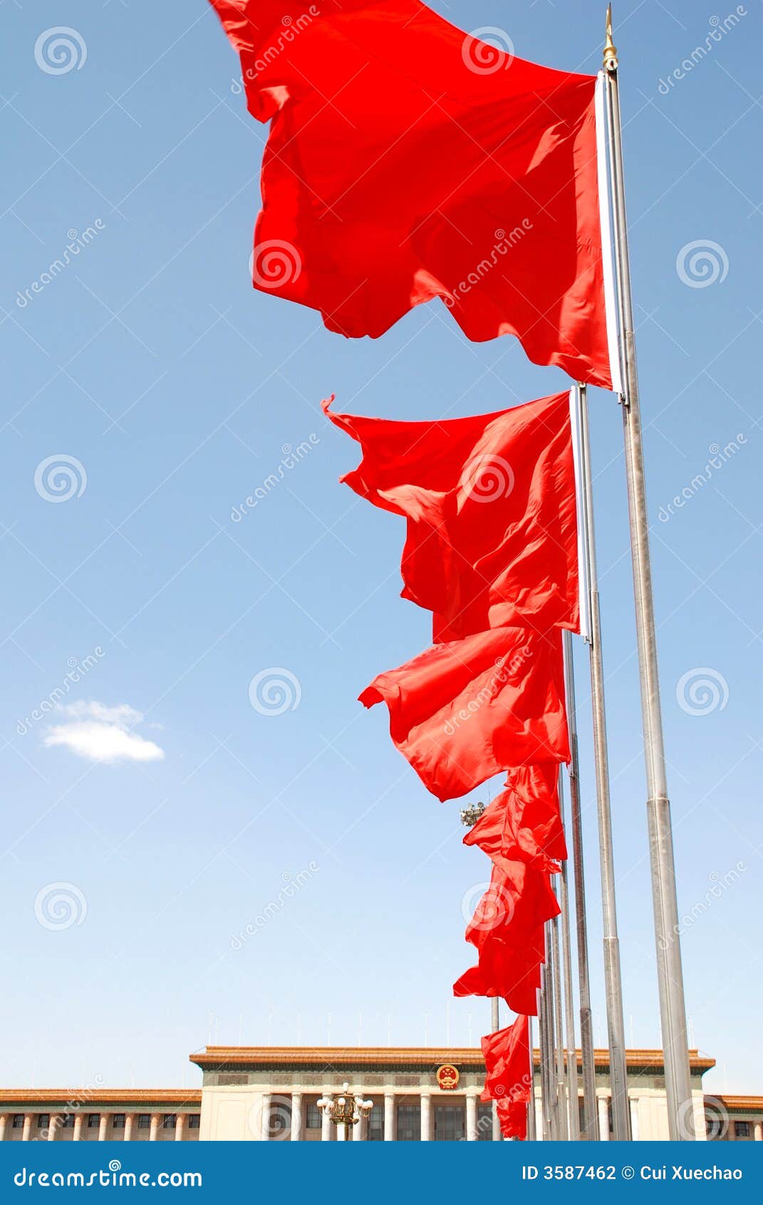 The red flag on the square stock photo. Image of square - 3587462