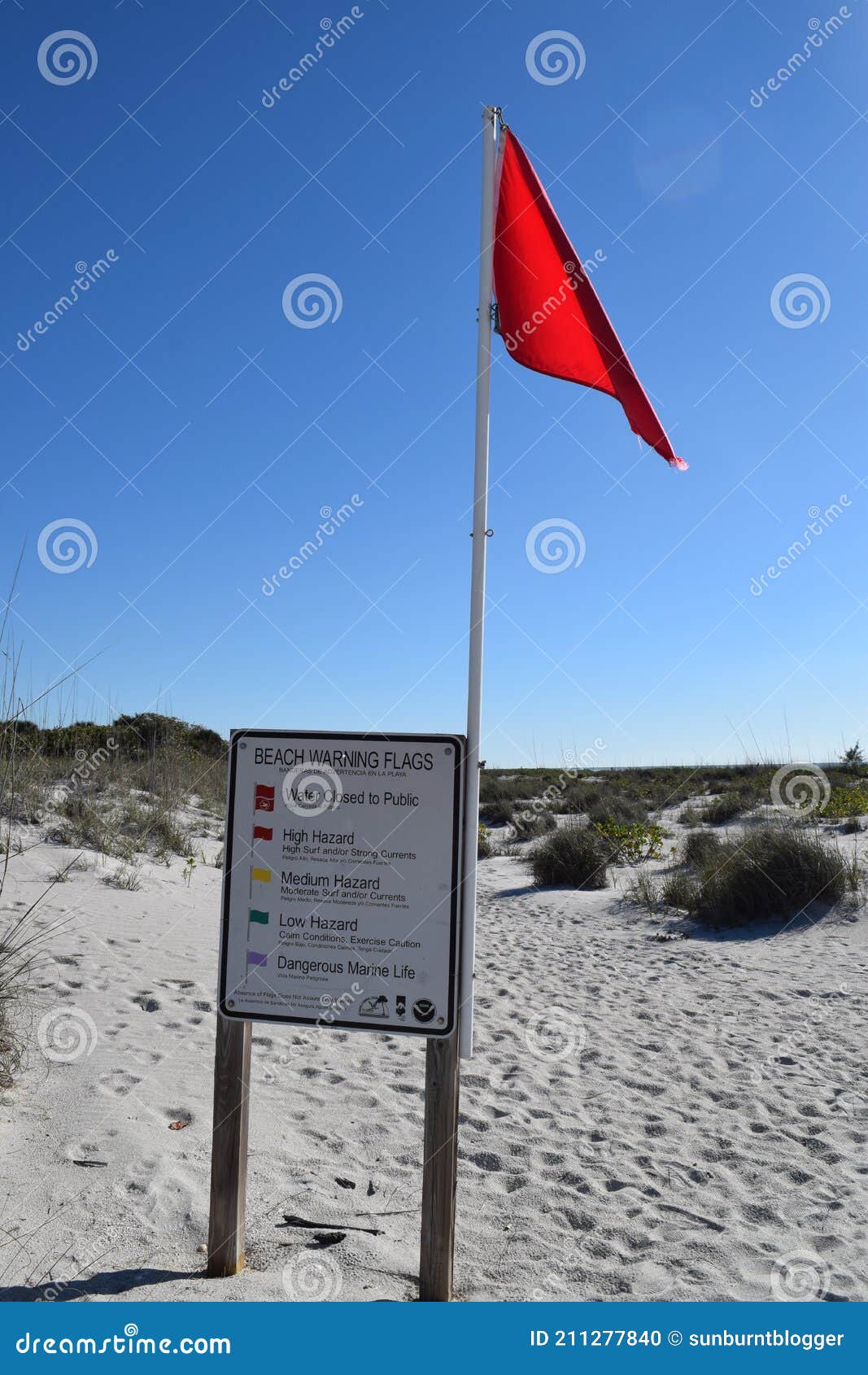 Red Flag Warning Sign at the Beach Editorial Image - Image of ocean ...