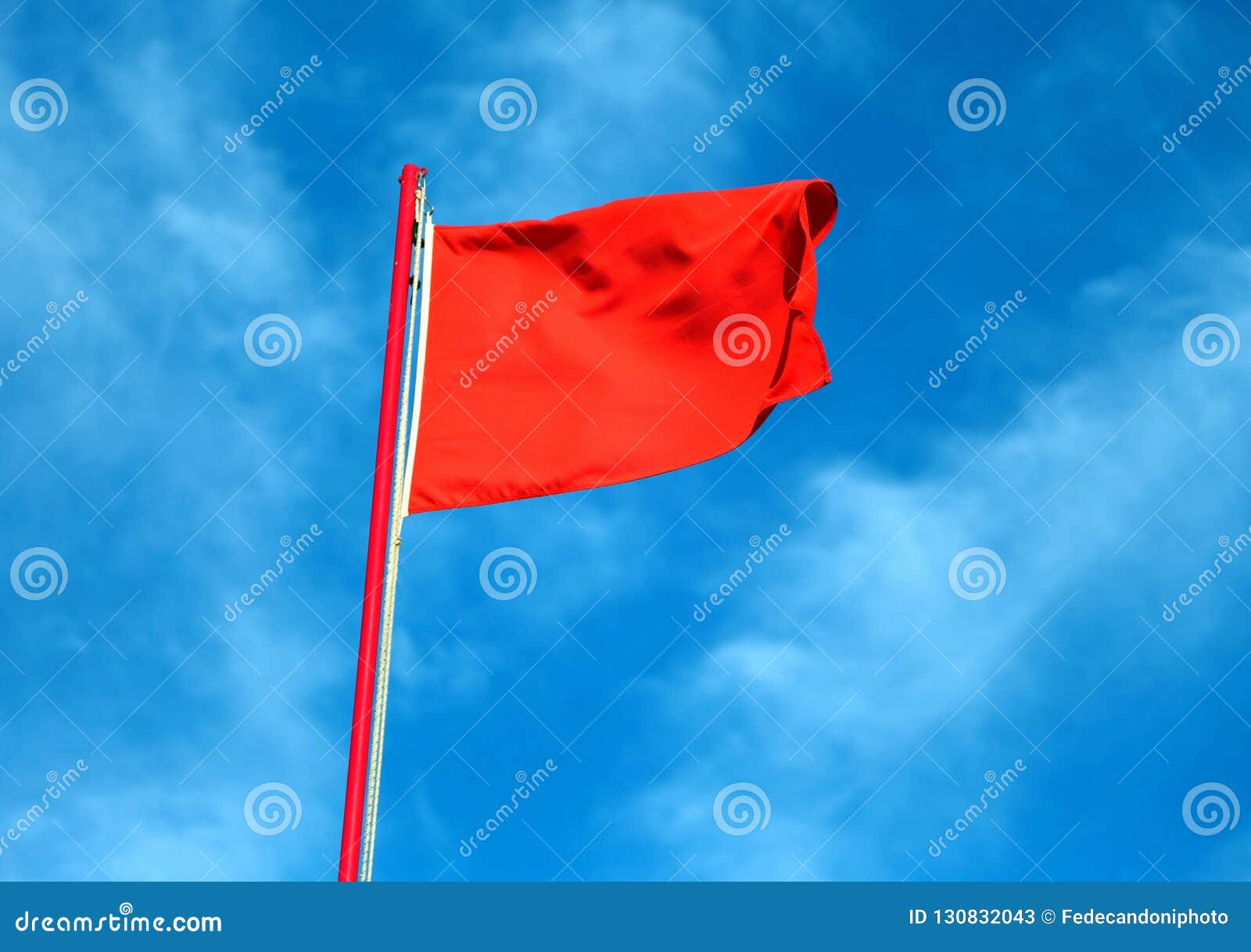 Red Flag Waves in the Sky and Signals the Rough Sea Stock Image - Image ...