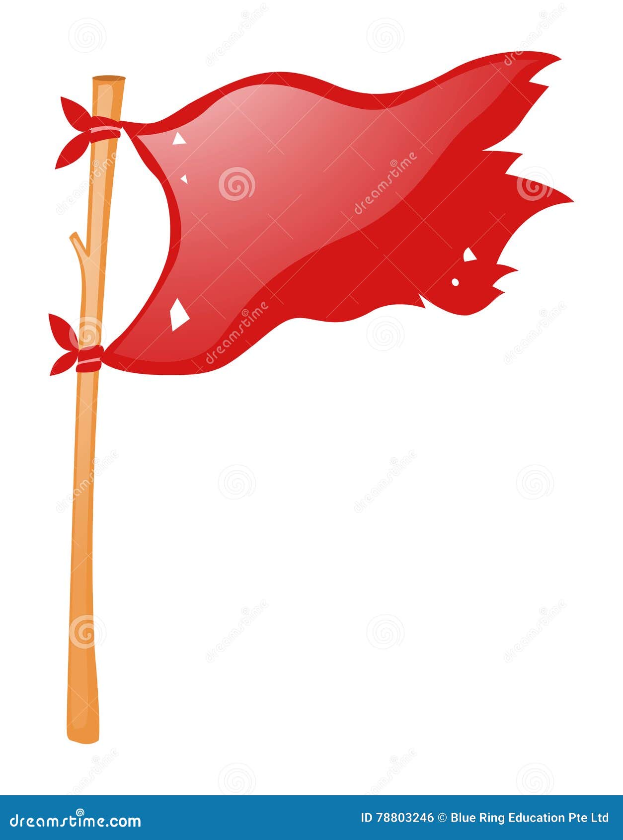 Red flag on wooden stick stock vector. Illustration of sign - 78803246