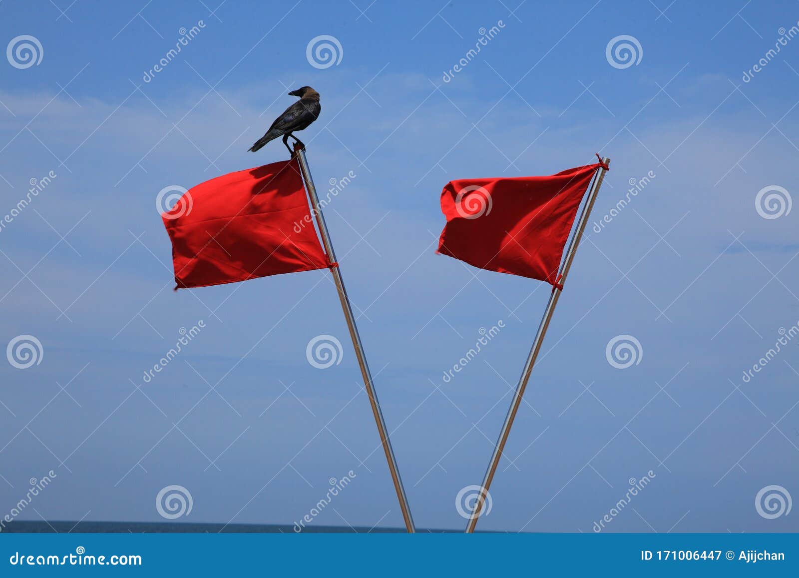 Red Flags Against a Blue Sky Stock Image - Image of background, flowing ...