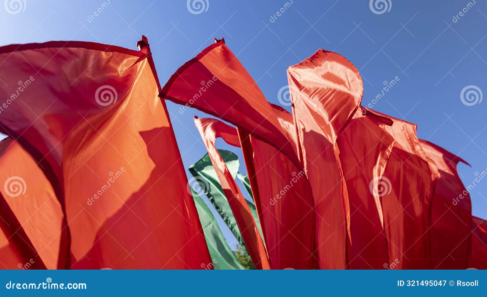 Red Flags Set Up during the Celebration in Windy Weather Stock Image ...