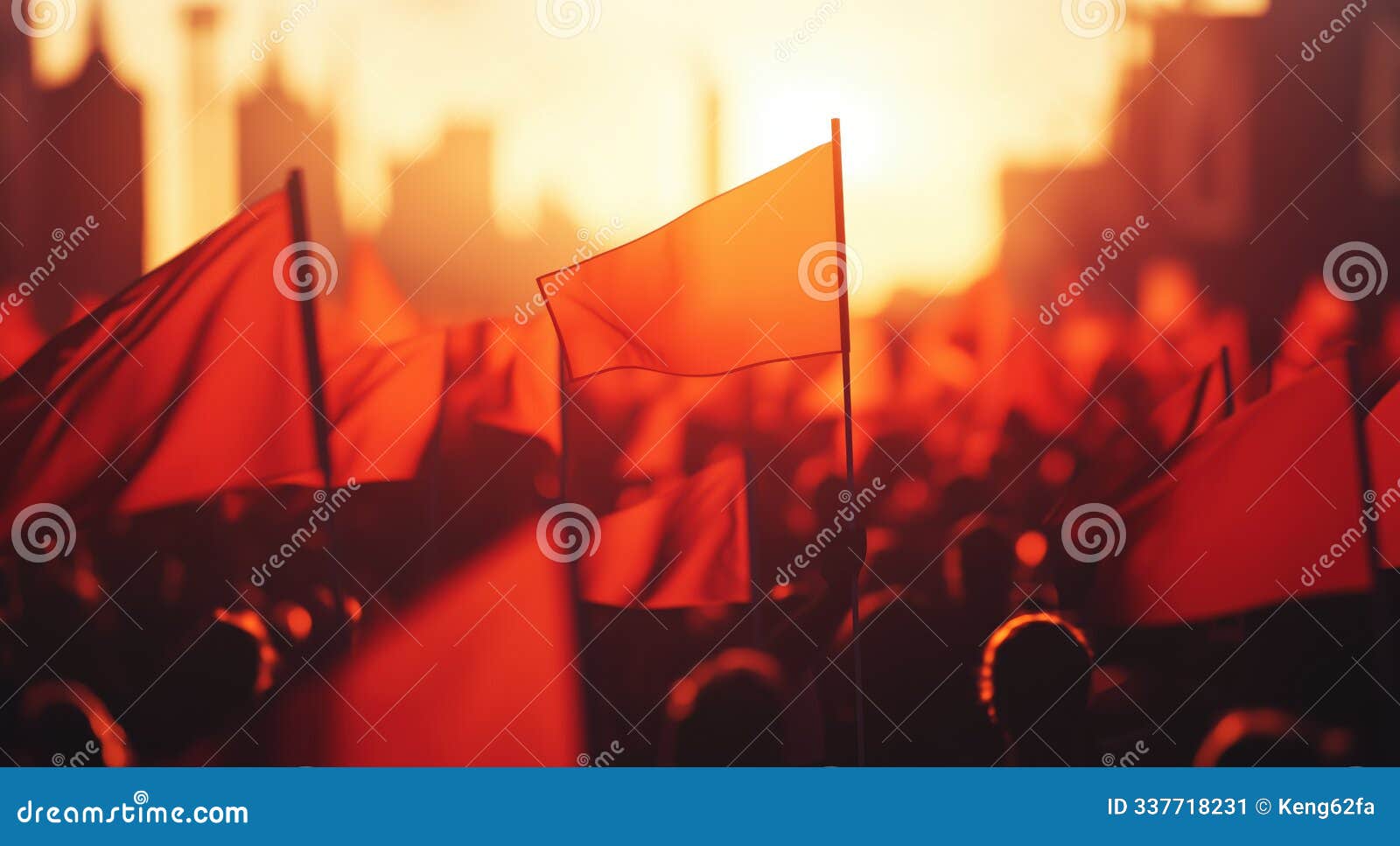 Red Flags Waving in Air at Epic, Massive, and Powerful Rally Stock ...