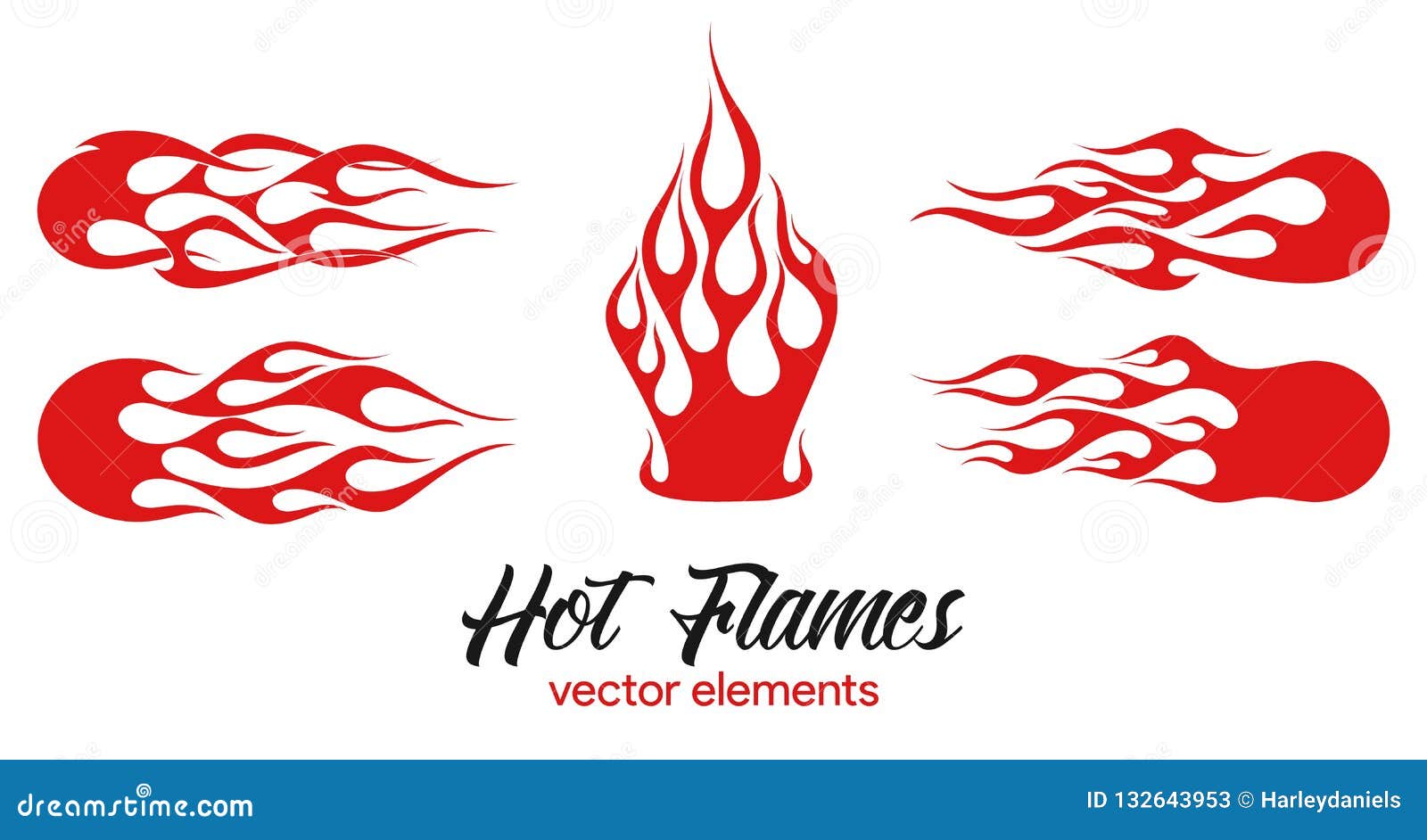 Red flame elements set stock vector. Illustration of emblem - 132643953